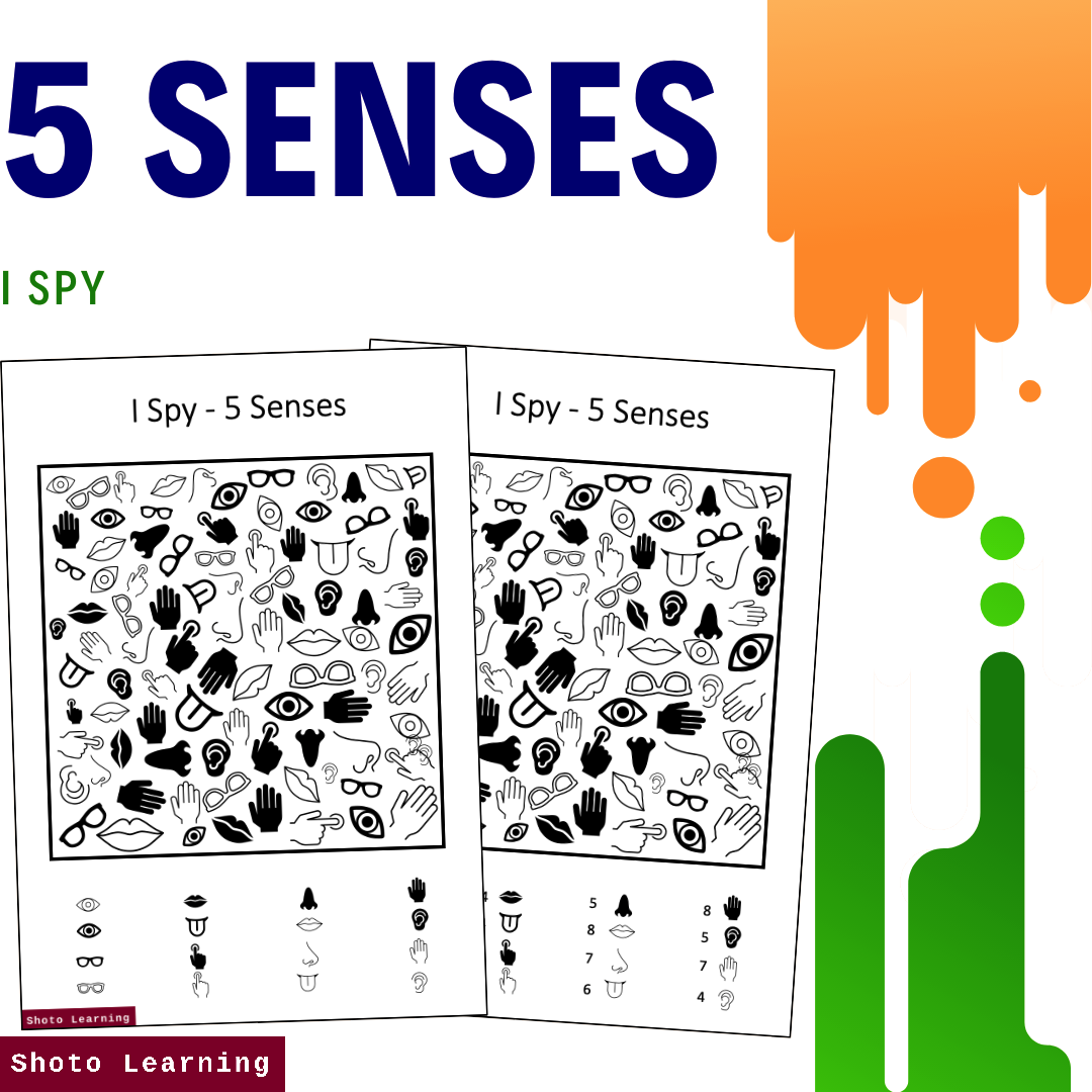 5 Senses — Shoto Learning | English | Math | Science Worksheets