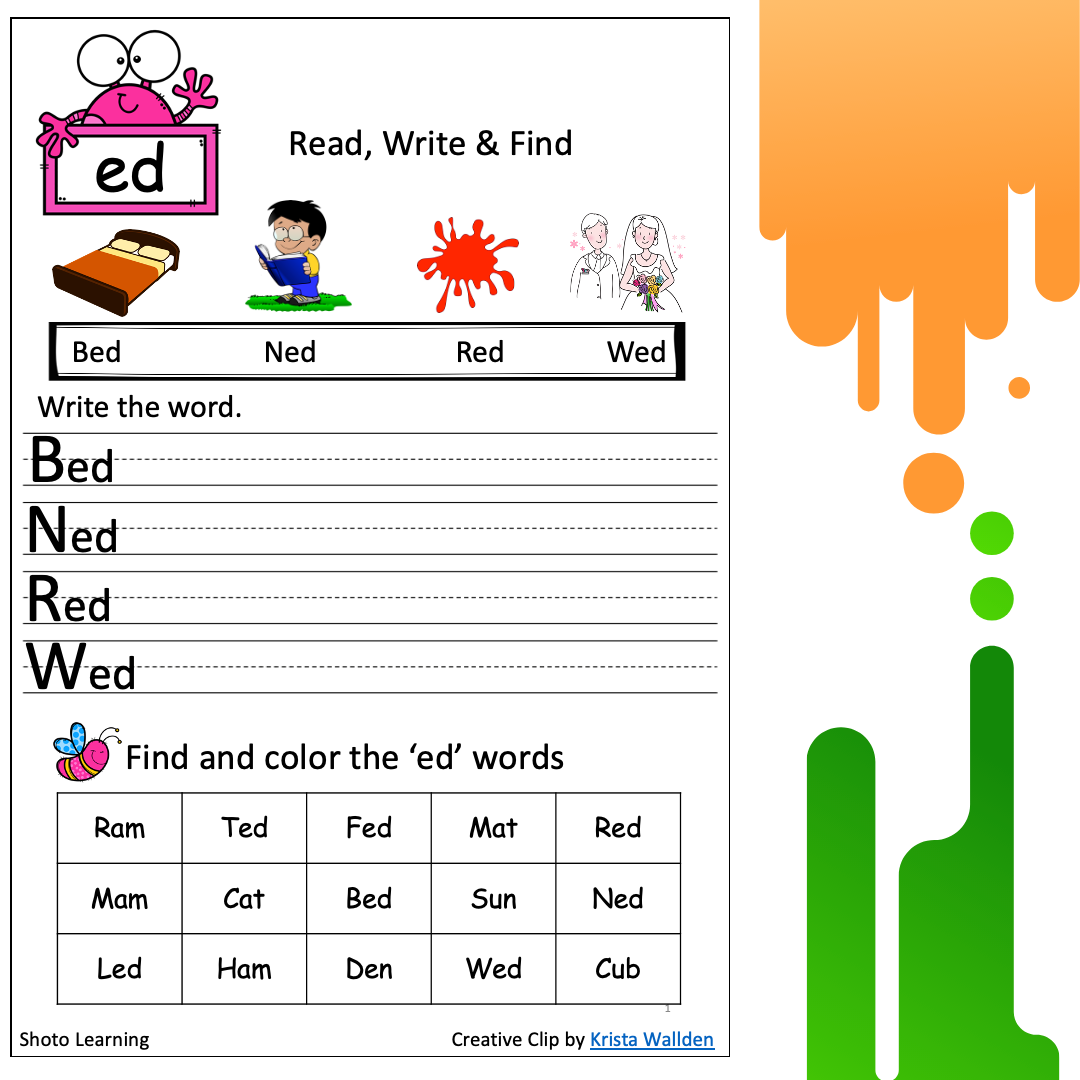 FREE - OG WORD FAMILY CVC BLEND WORKSHEET WORDS FAMILIES READING ...