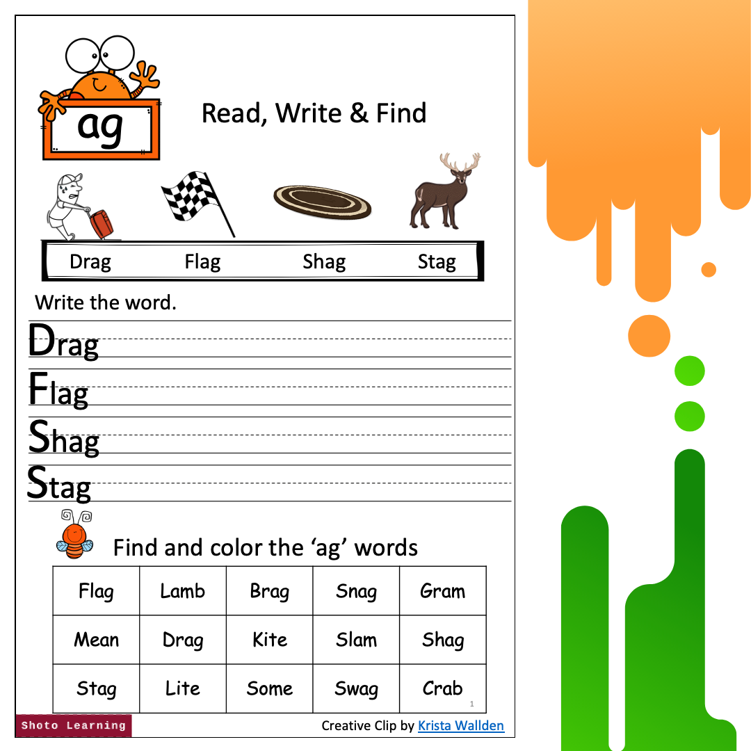 FREE - OG WORD FAMILY CVC BLEND WORKSHEET WORDS FAMILIES READING ...