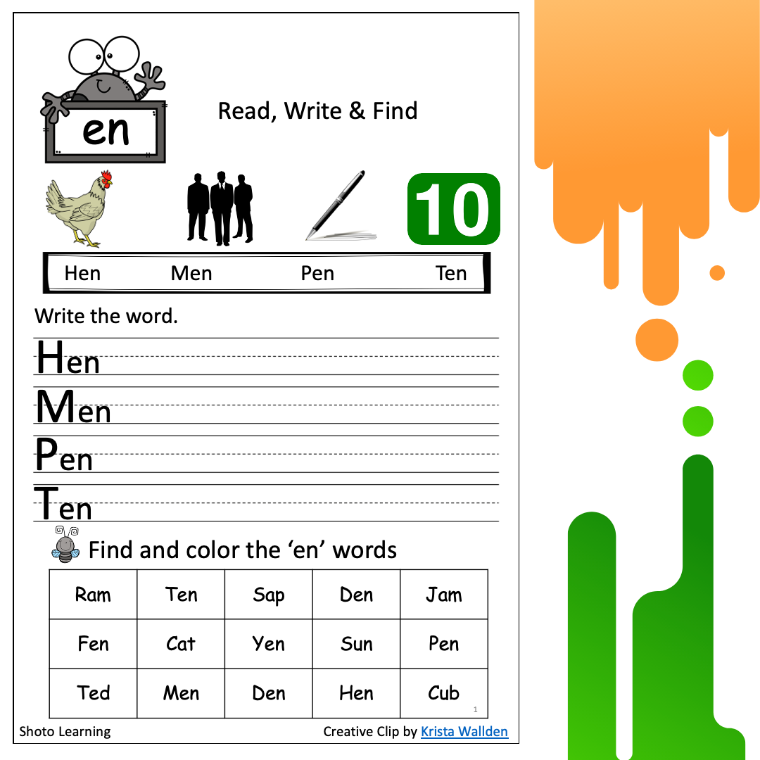 FREE - IG WORD FAMILY CVC BLEND WORKSHEET WORDS FAMILIES READING ...