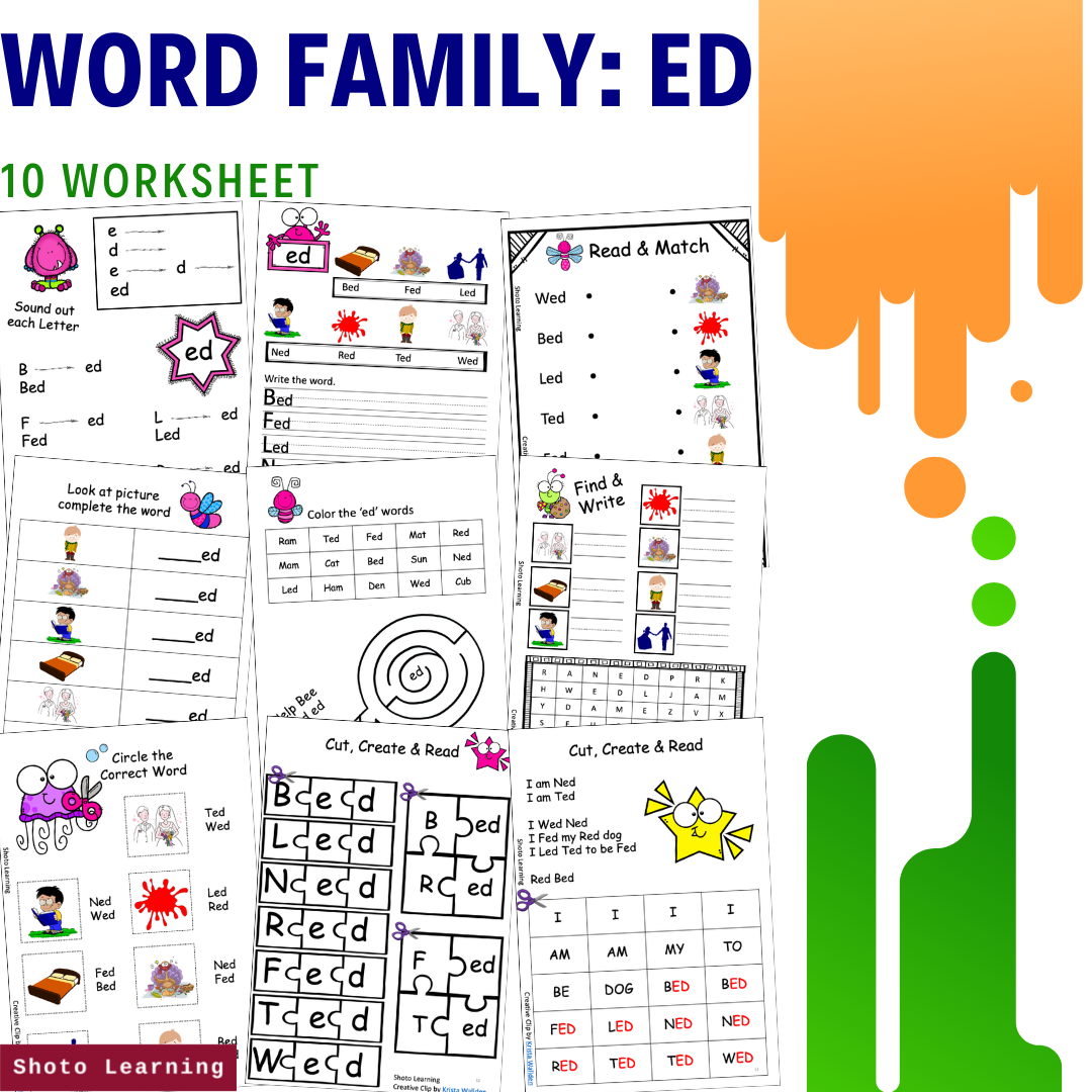 ED Word Family — Shoto Learning | English | Math | Science Worksheets