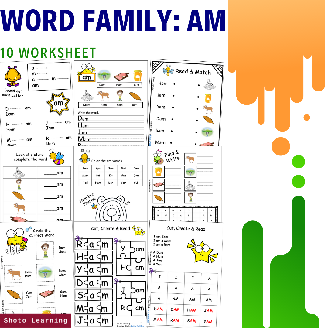 ET WORD FAMILY CVC BLEND WORKSHEET - SPEAKING READING & WRITING 3 ...