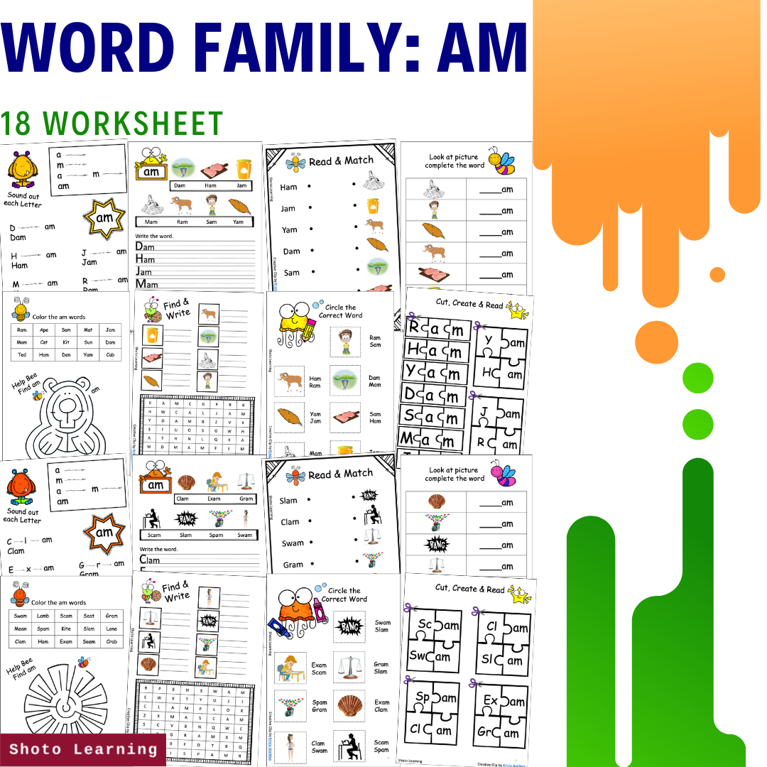IG WORD FAMILY CVC BLEND WORKSHEET - SPEAKING READING & WRITING 3 ...