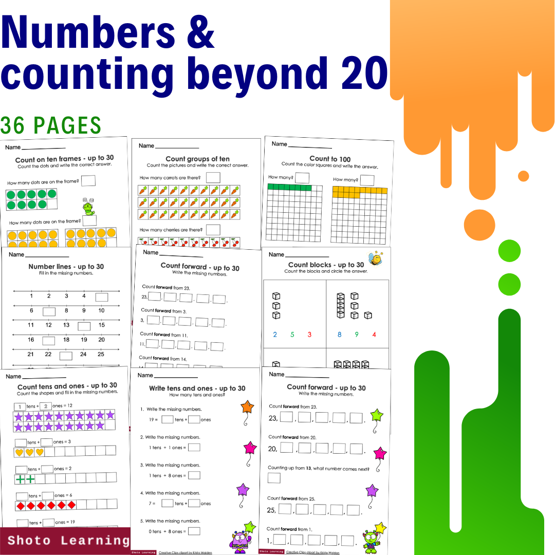 Counting Beyond 20 — Shoto Learning | English | Math | Science Worksheets