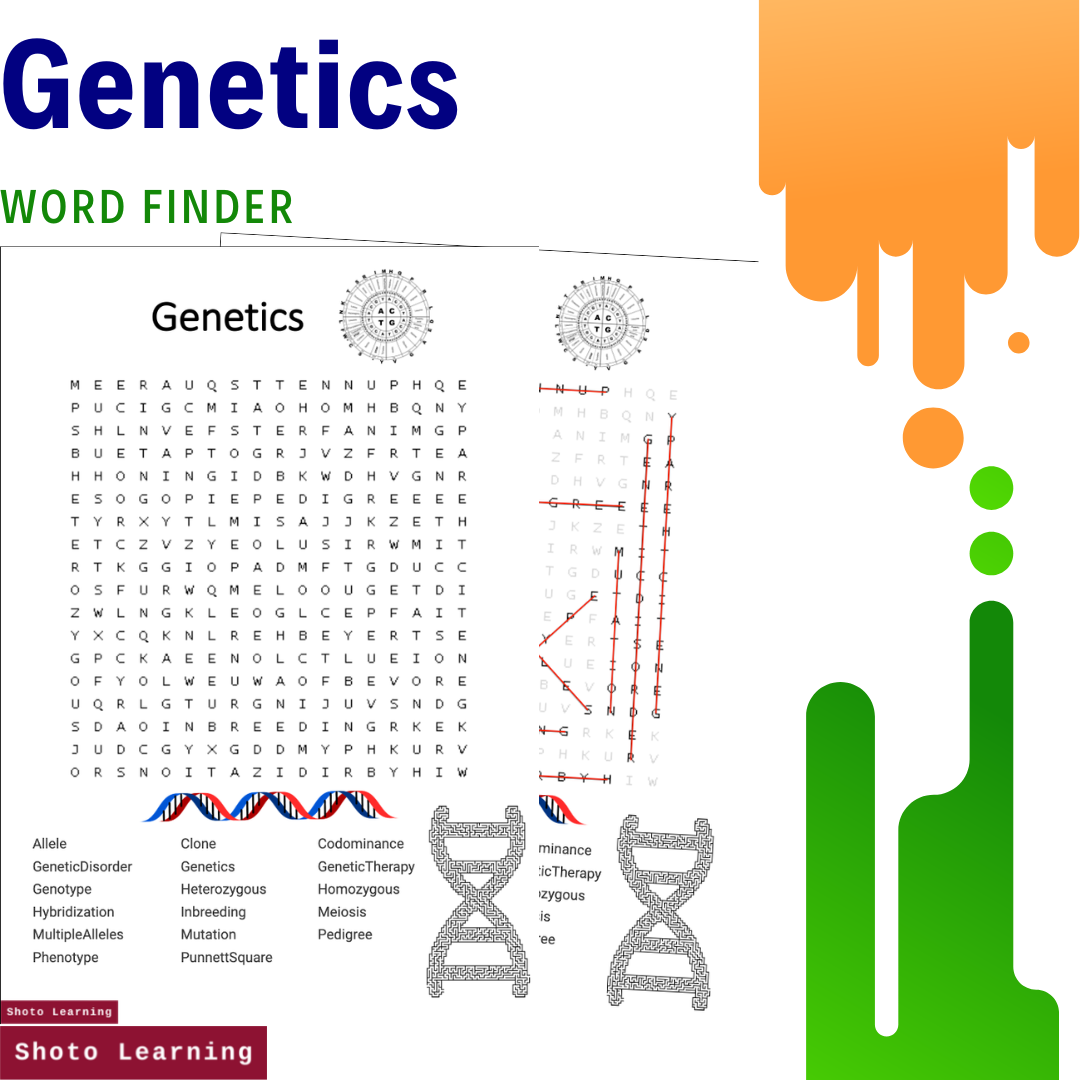 GENETICS SCIENCE ACTIVITY - WORD FIND SEARCH FINDER GAME VOCABULARY ...