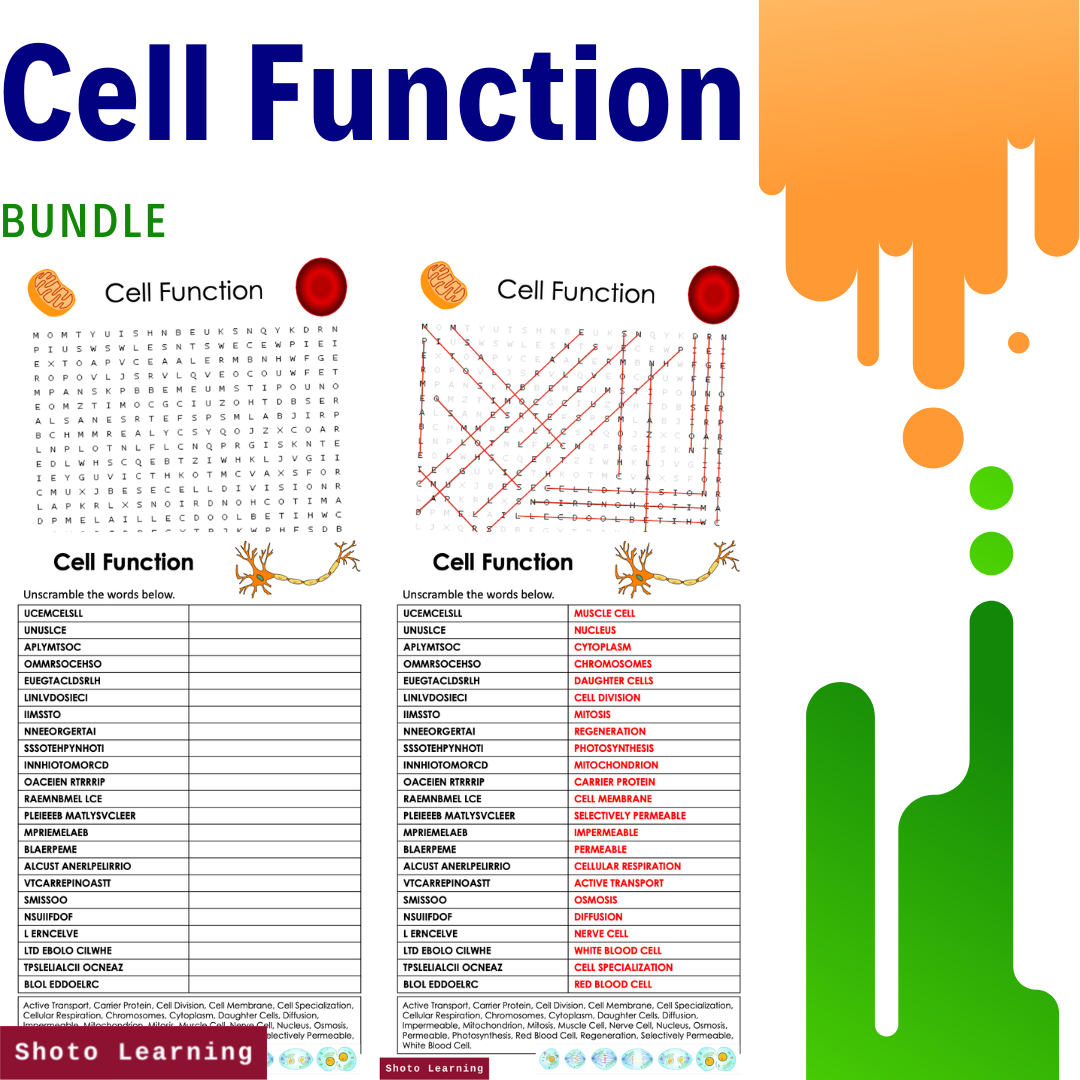 Cell Function — Shoto Learning | English | Math | Science Worksheets