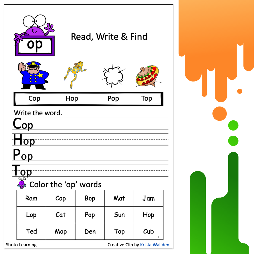 FREE - IG WORD FAMILY CVC BLEND WORKSHEET WORDS FAMILIES READING ...