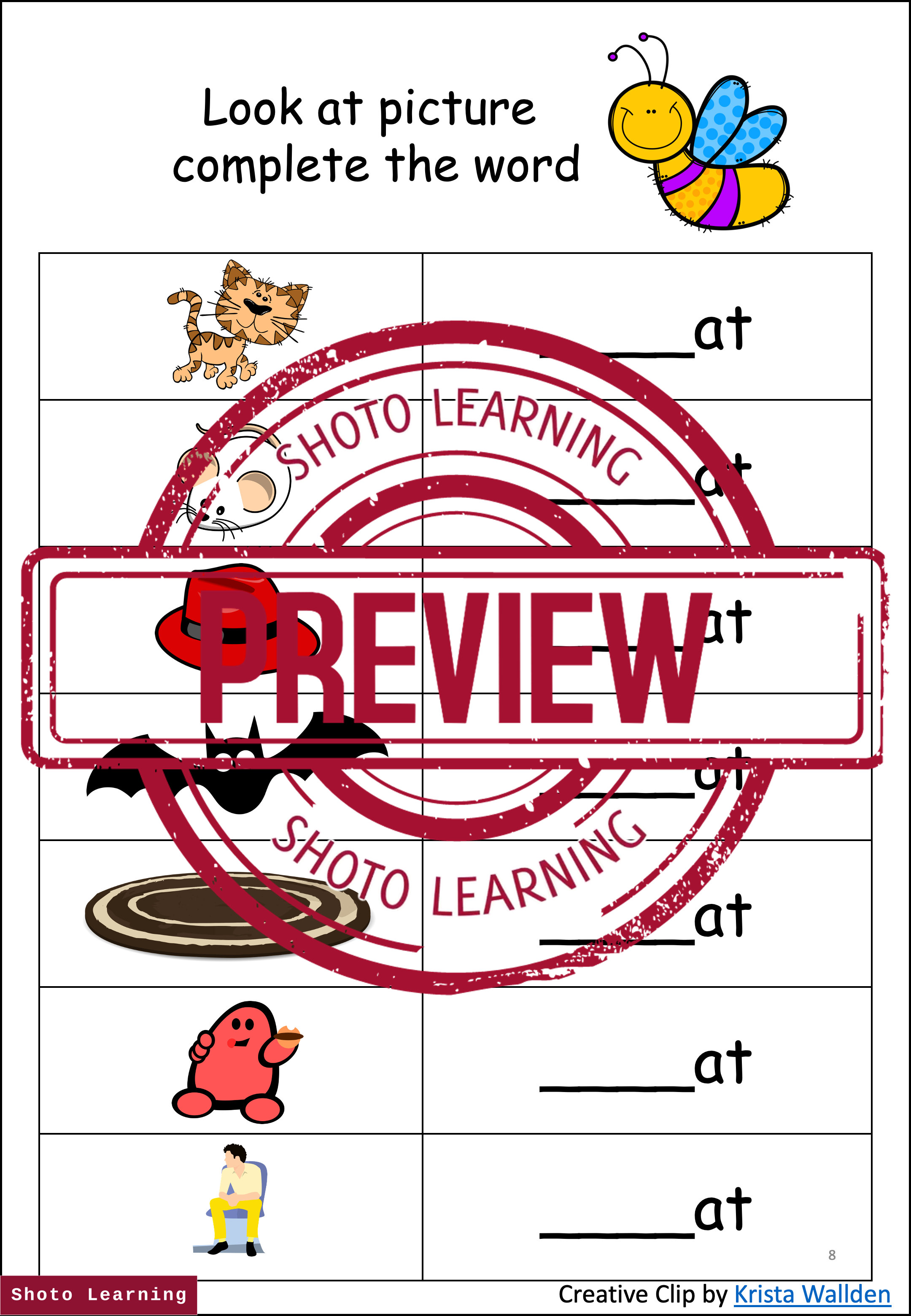 ET WORD FAMILY CVC BLEND WORKSHEET - SPEAKING READING & WRITING 3 ...