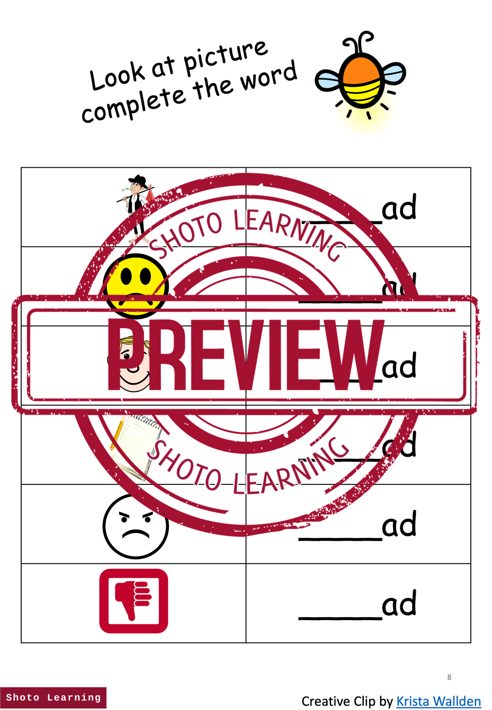 EN WORD FAMILY CVC BLEND WORKSHEET - SPEAKING READING & WRITING 3 ...