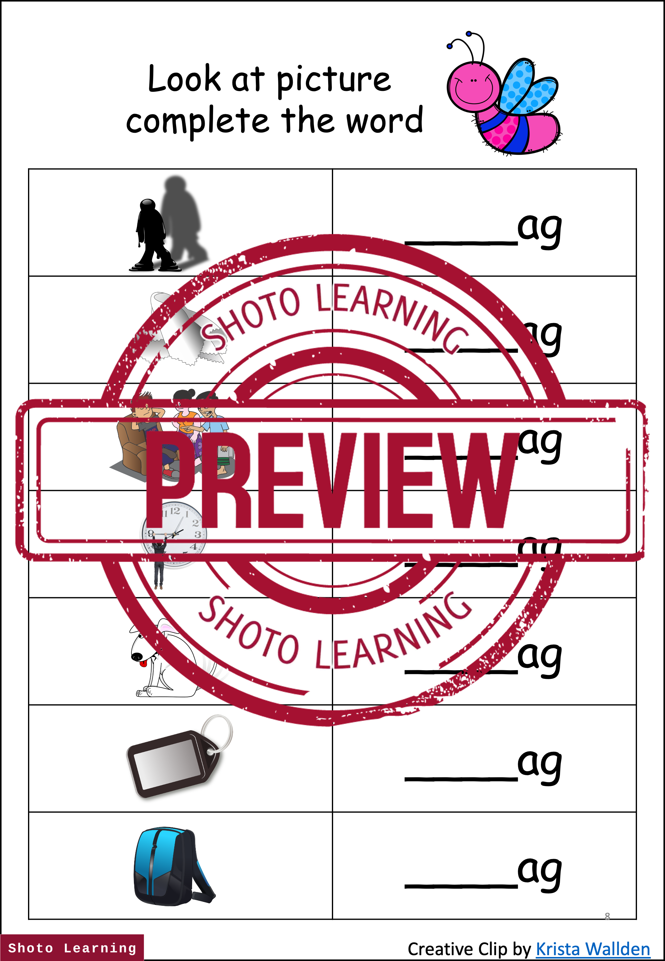 IP WORD FAMILY CVC BLEND WORKSHEET SPEAKING READING WRITING 3 & 4 ...