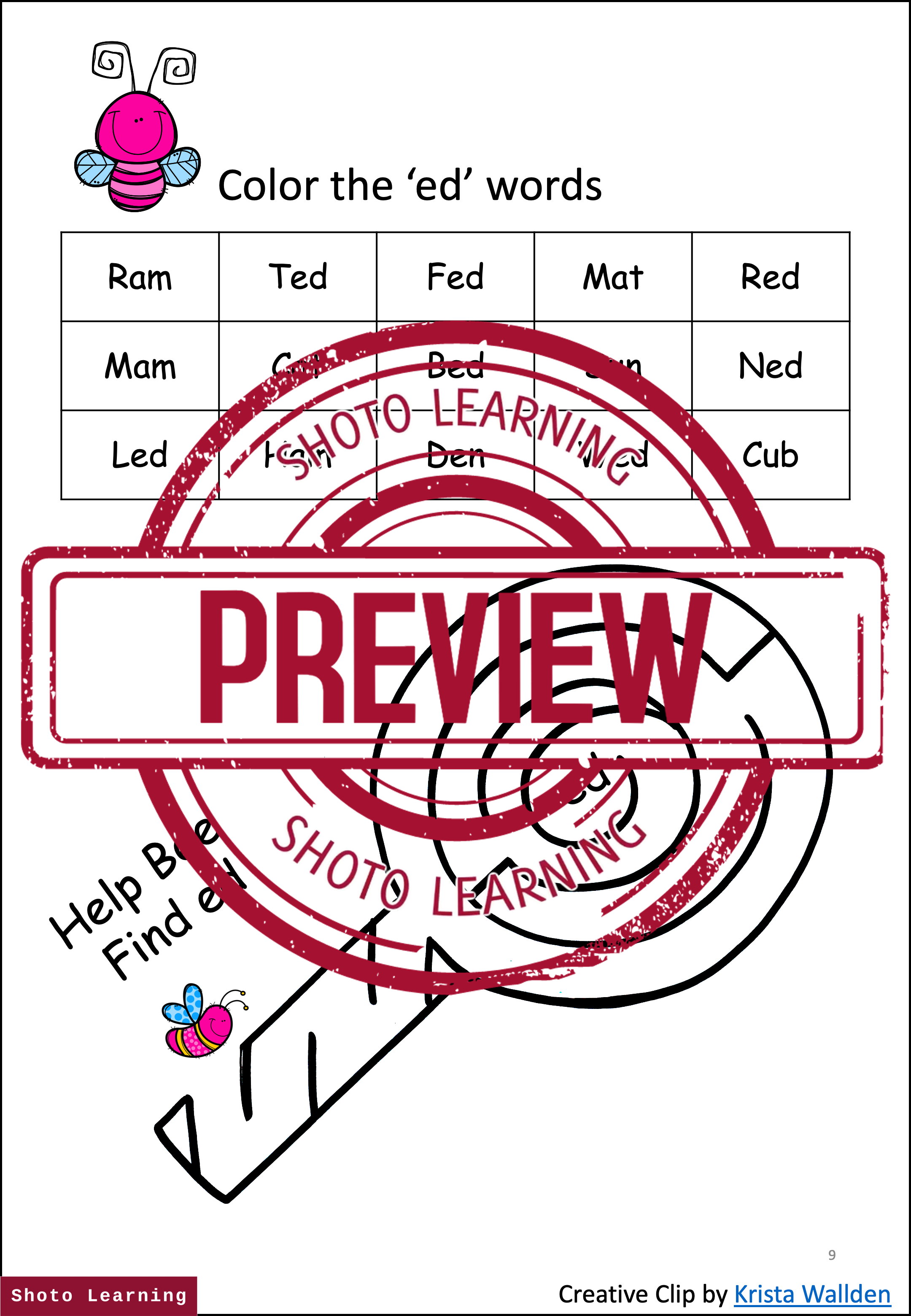 EN WORD FAMILY CVC BLEND WORKSHEET - SPEAKING READING & WRITING 3 ...