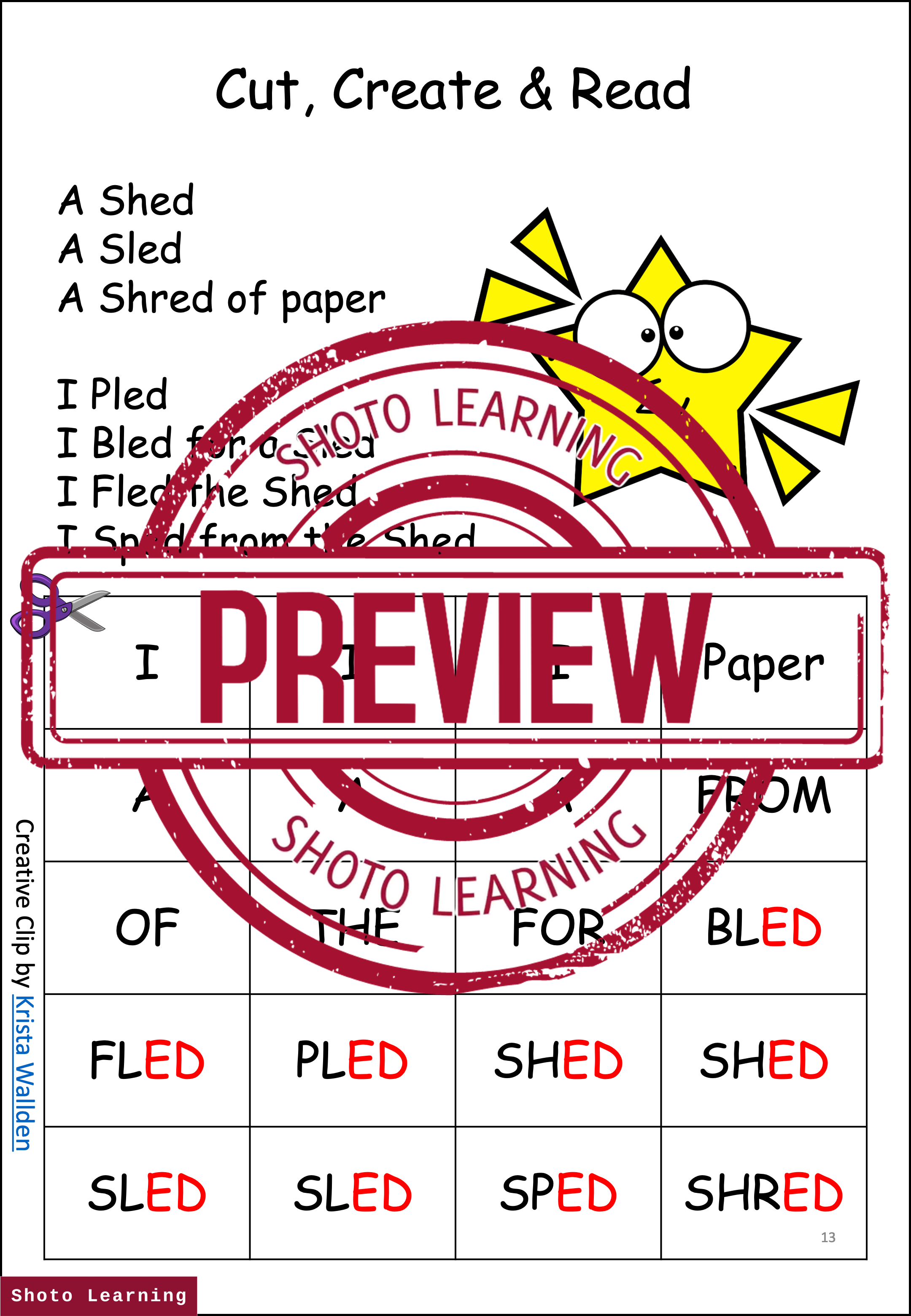 ED WORD FAMILY CVC BLEND WORKSHEET SPEAKING READING WRITING 3 & 4 ...