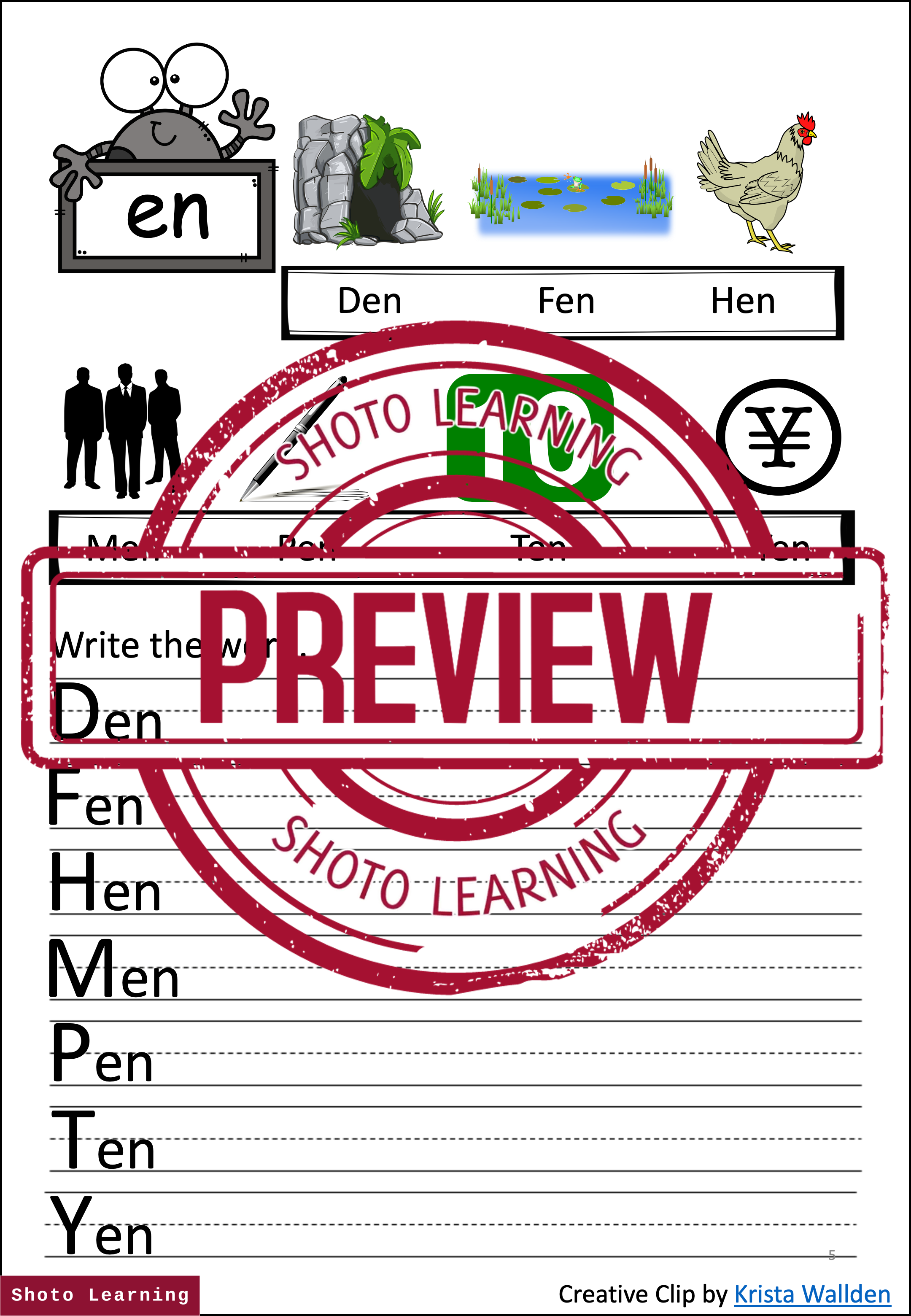 EN WORD FAMILY CVC BLEND WORKSHEET - SPEAKING READING & WRITING 3 ...