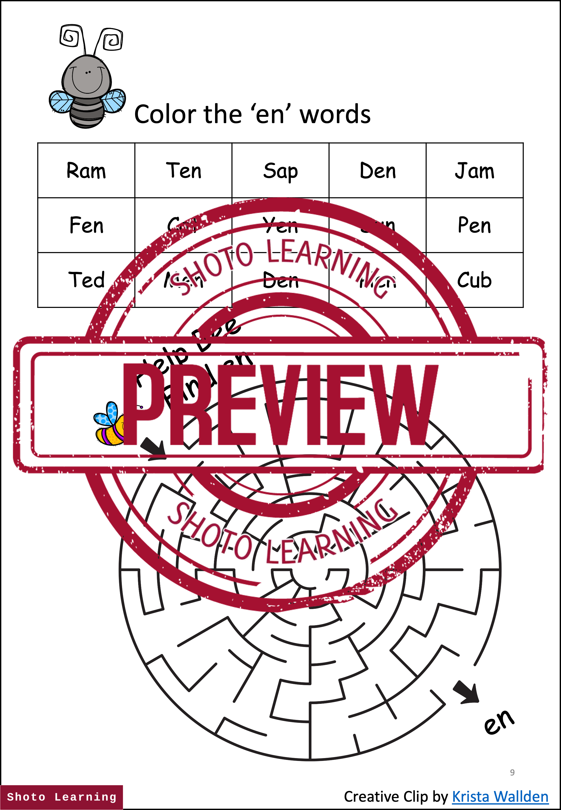 EN WORD FAMILY CVC BLEND WORKSHEET - SPEAKING READING & WRITING 3 ...