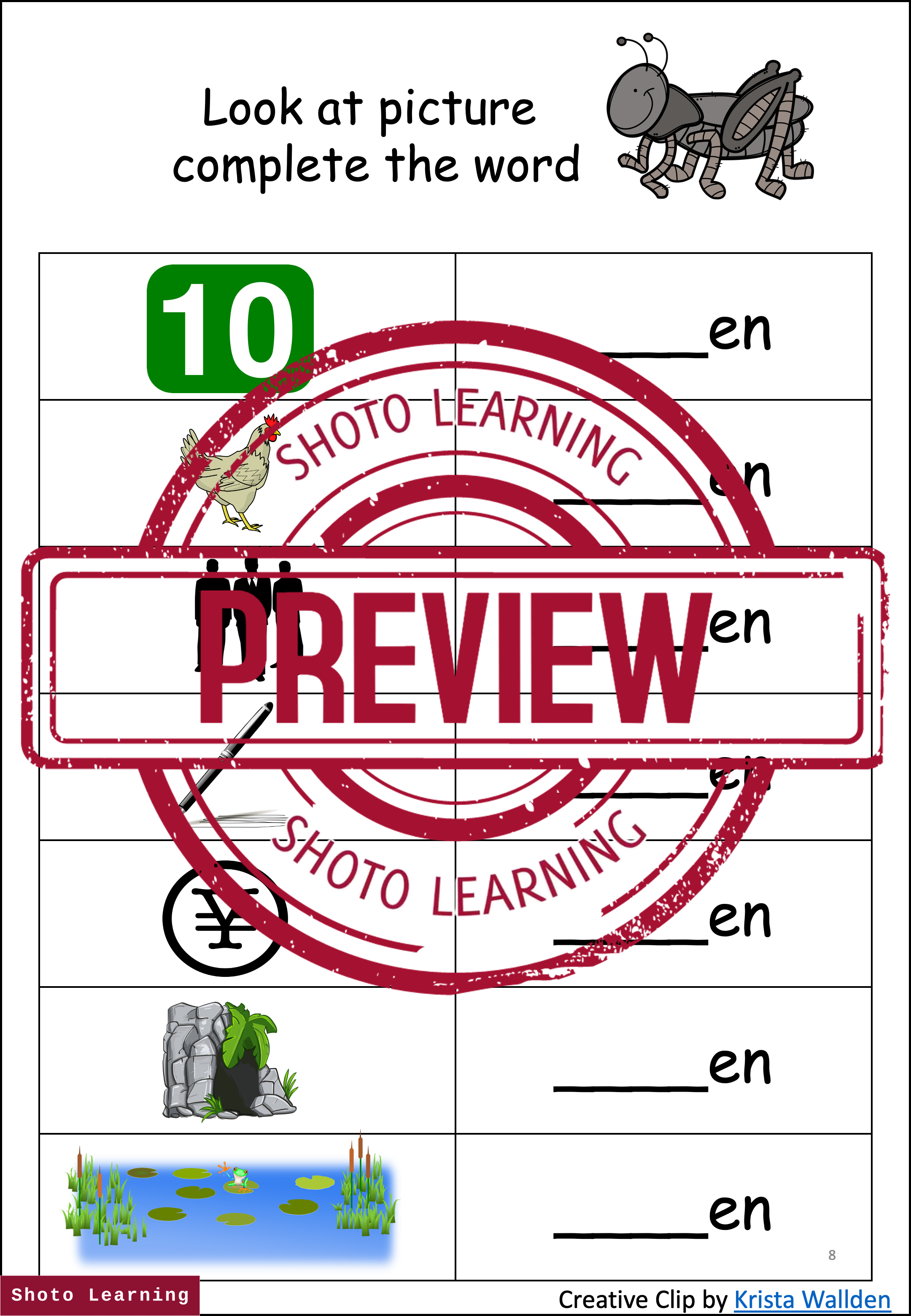 EN WORD FAMILY CVC BLEND WORKSHEET - SPEAKING READING & WRITING 3 ...