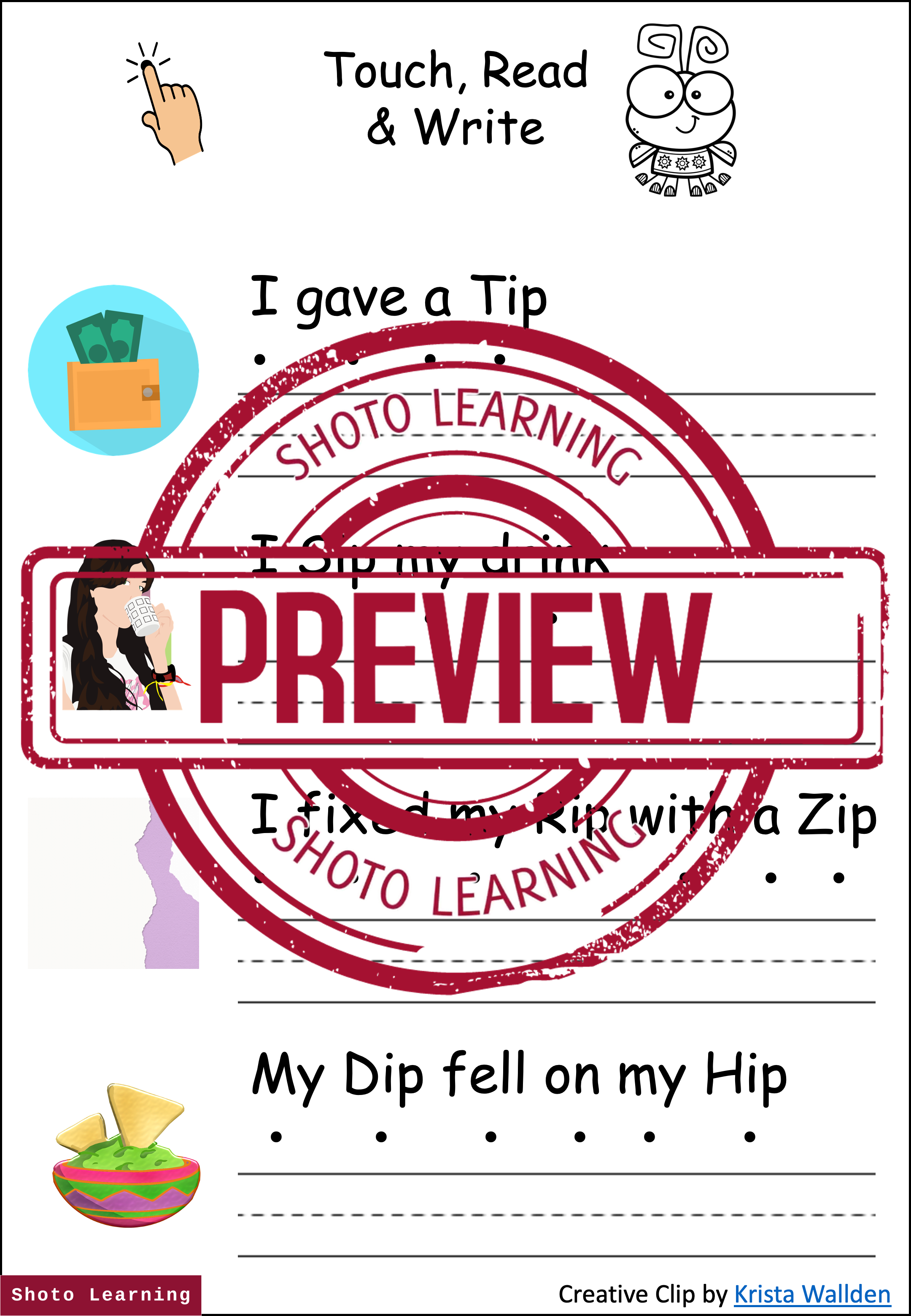 IP WORD FAMILY CVC BLEND WORKSHEET SPEAKING READING WRITING 3 & 4 ...