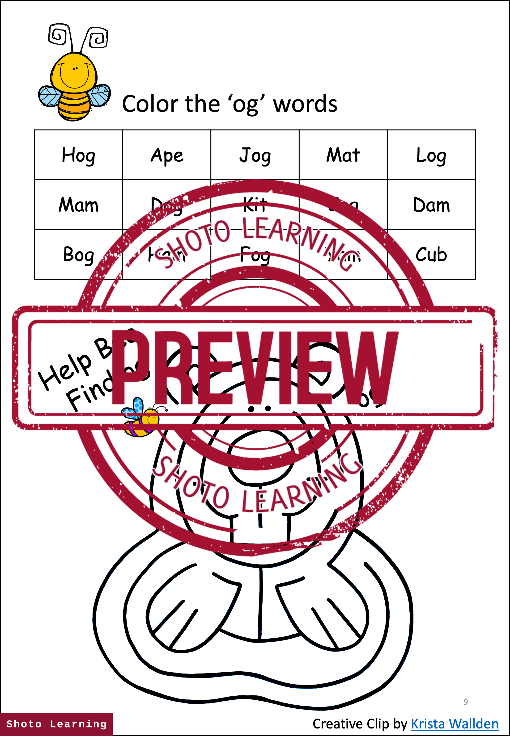 EG WORD FAMILY CVC BLEND WORKSHEET - SPEAKING READING & WRITING 3 ...