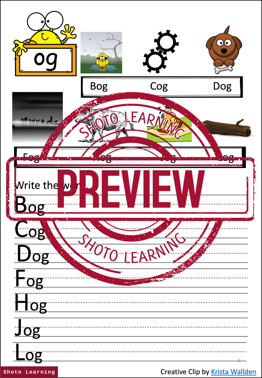 EG WORD FAMILY CVC BLEND WORKSHEET - SPEAKING READING & WRITING 3 ...