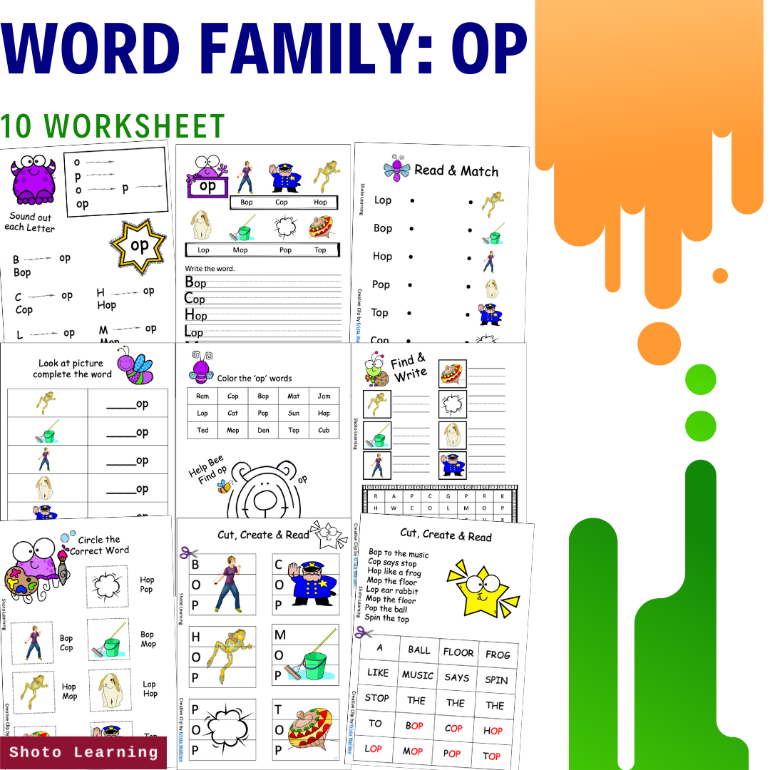OP Word Family — Shoto Learning | English | Math | Science Worksheets
