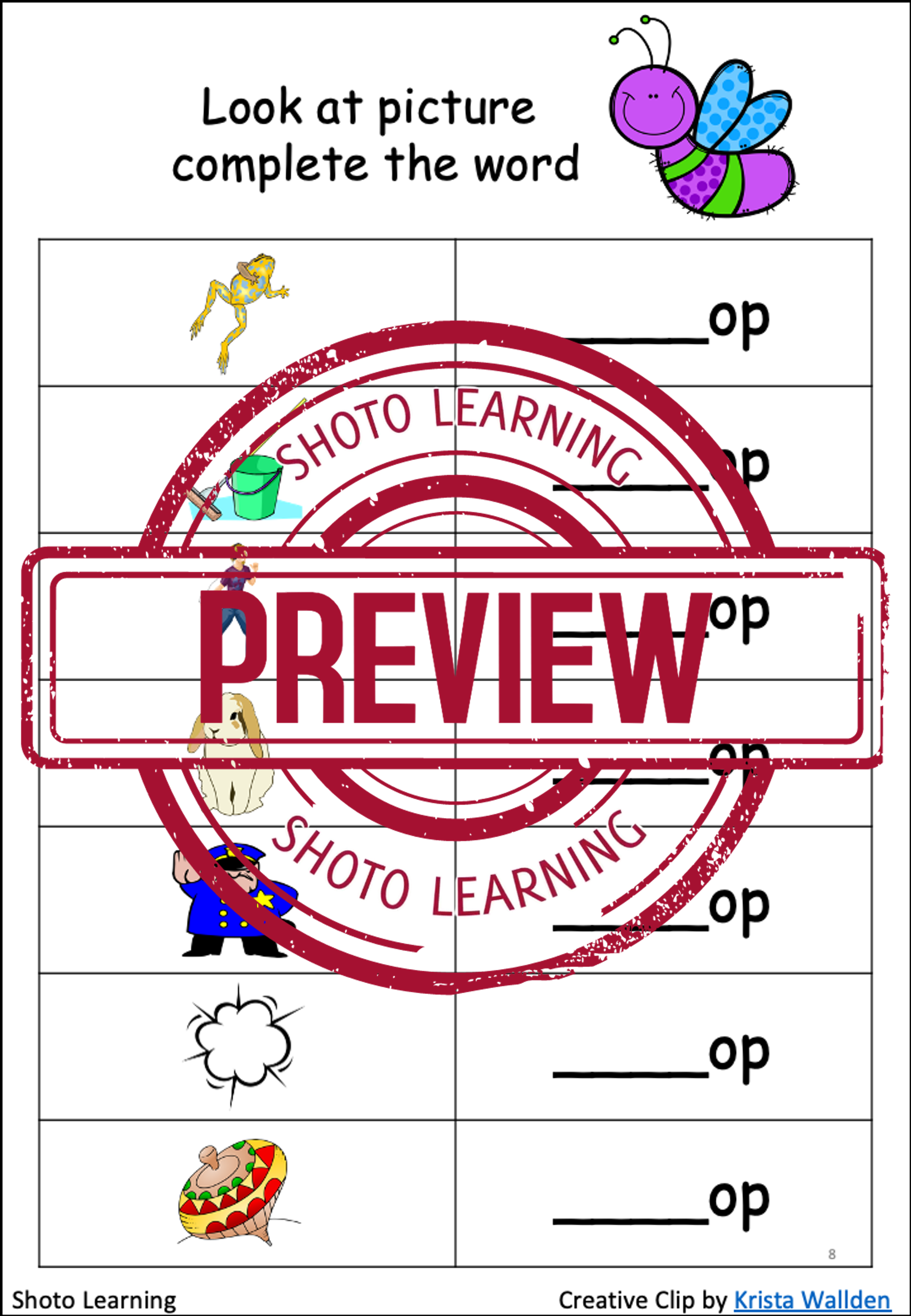 IP WORD FAMILY CVC BLEND WORKSHEET SPEAKING READING WRITING 3 & 4 ...