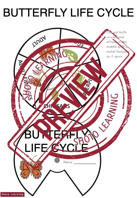 LIFE CYCLE OF A BUTTERFLY - LITTLE SCIENCE WHEEL WORKSHEET ACTIVITY INSECT