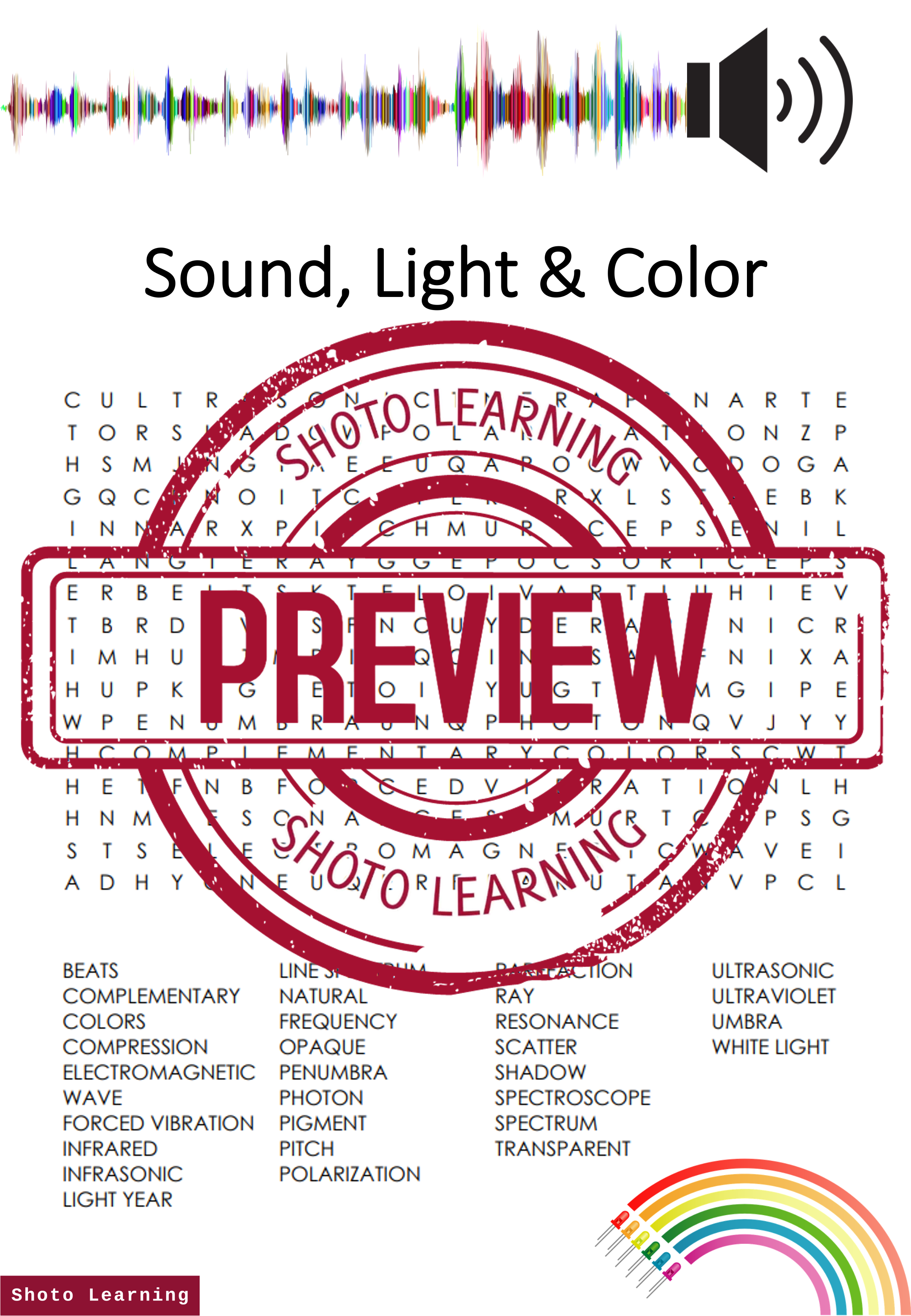 SOUND LIGHT AND COLOR SCIENCE ACTIVITY - BUNDLE WORD FIND SCRAMBLE ...