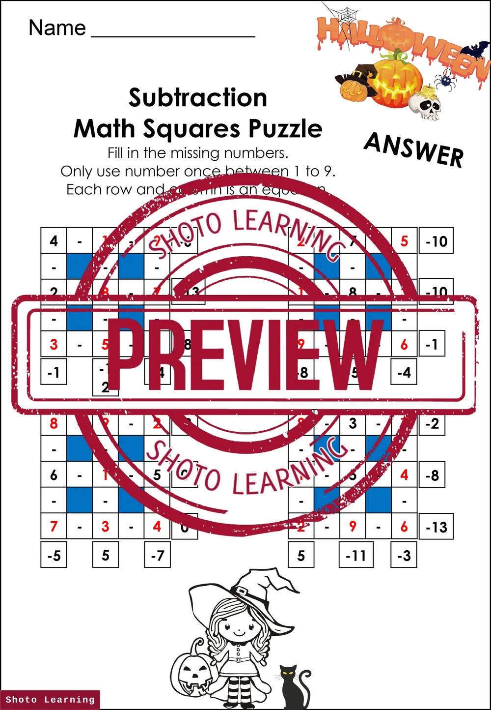 HALLOWEEN Division Addition Math Square Puzzle Game Divide Activities ...