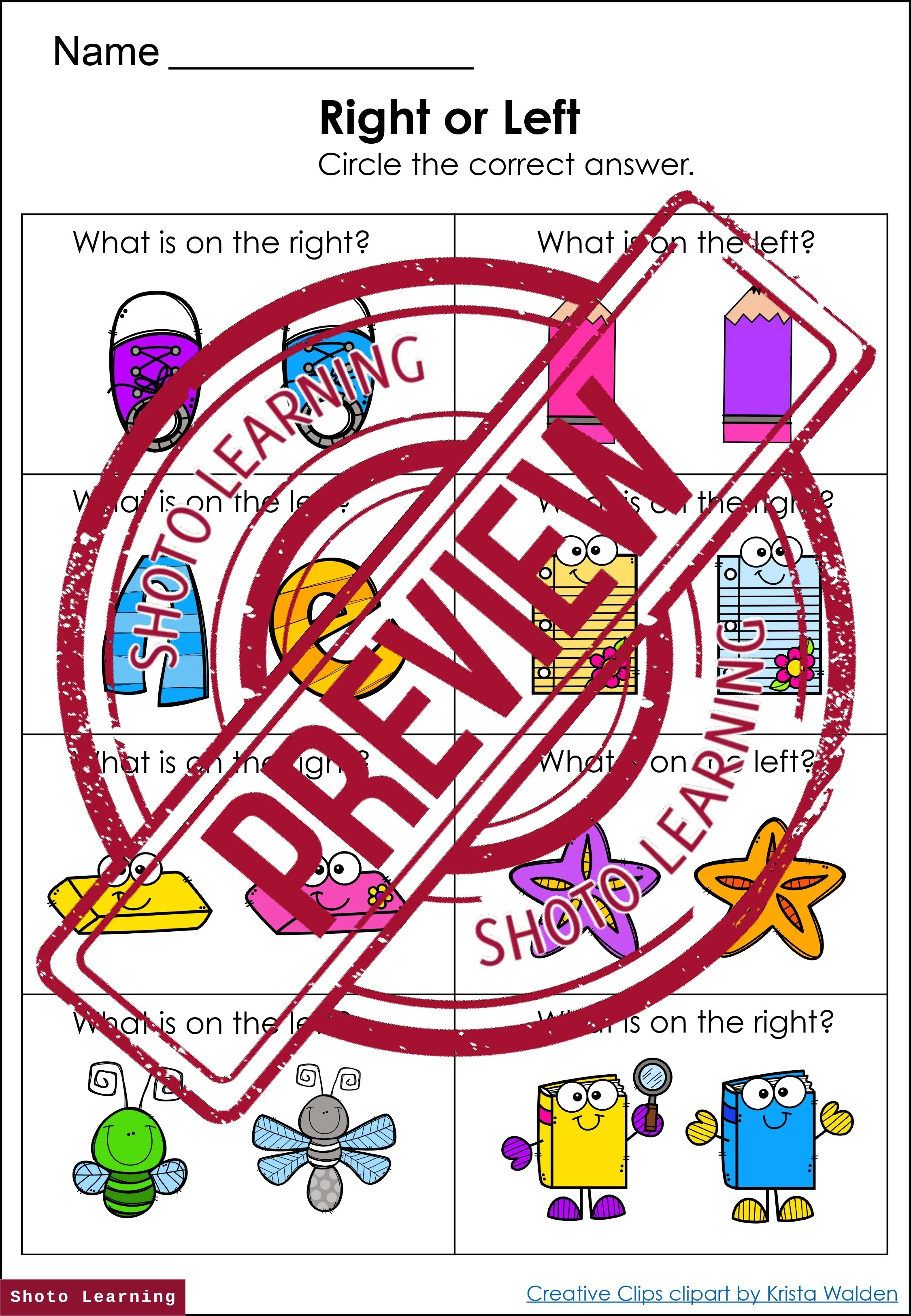 Positions Pre-K Math Kindergarten Worksheets Inside Outside Right Left ...