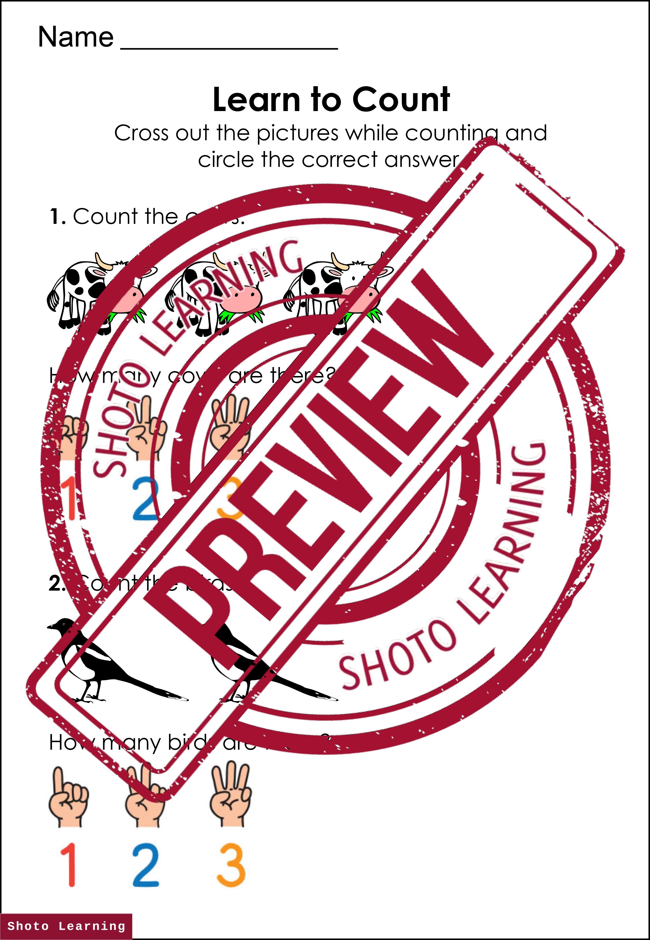 Numbers and counting up to 3 Pre-K Math Kindergarten Count to Three ...