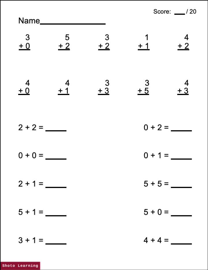 Math — Store — Shoto Learning | English | Math | Science Worksheets