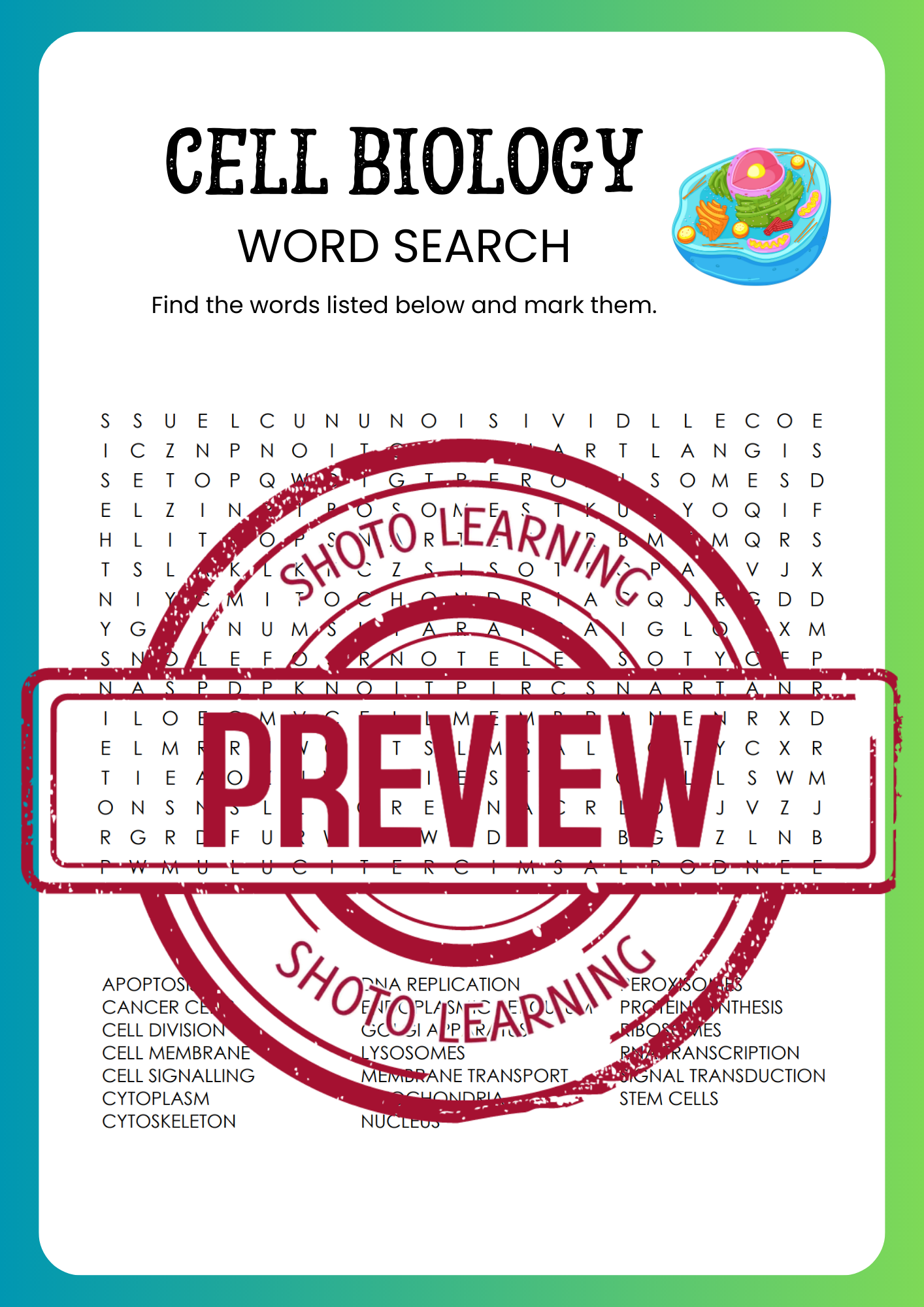 Cell Biology Word Search: Engaging Puzzles for Science Enthusiasts ...