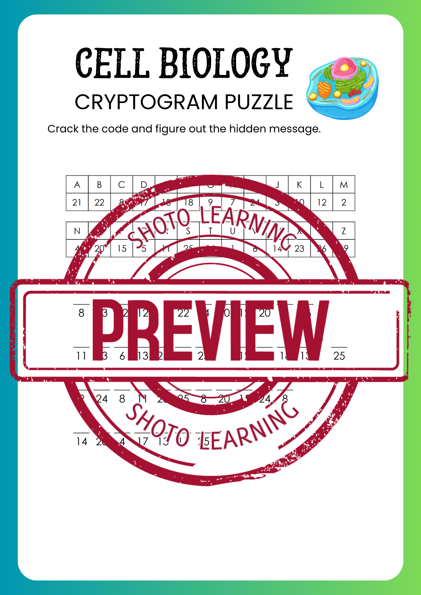 Cell Biology ABC Order Worksheet: Enhance Vocabulary and Organization ...