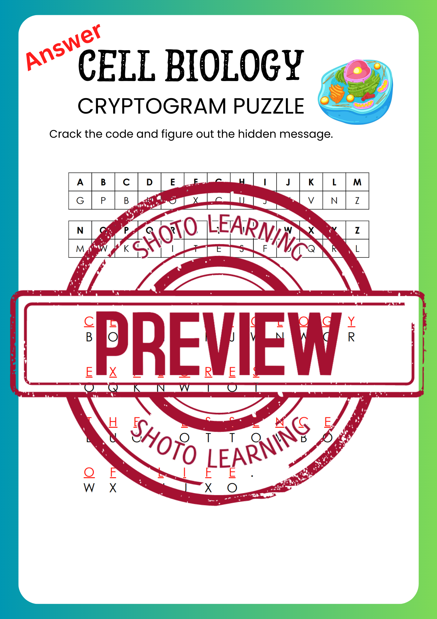 Cell Biology ABC Order Worksheet: Enhance Vocabulary and Organization ...