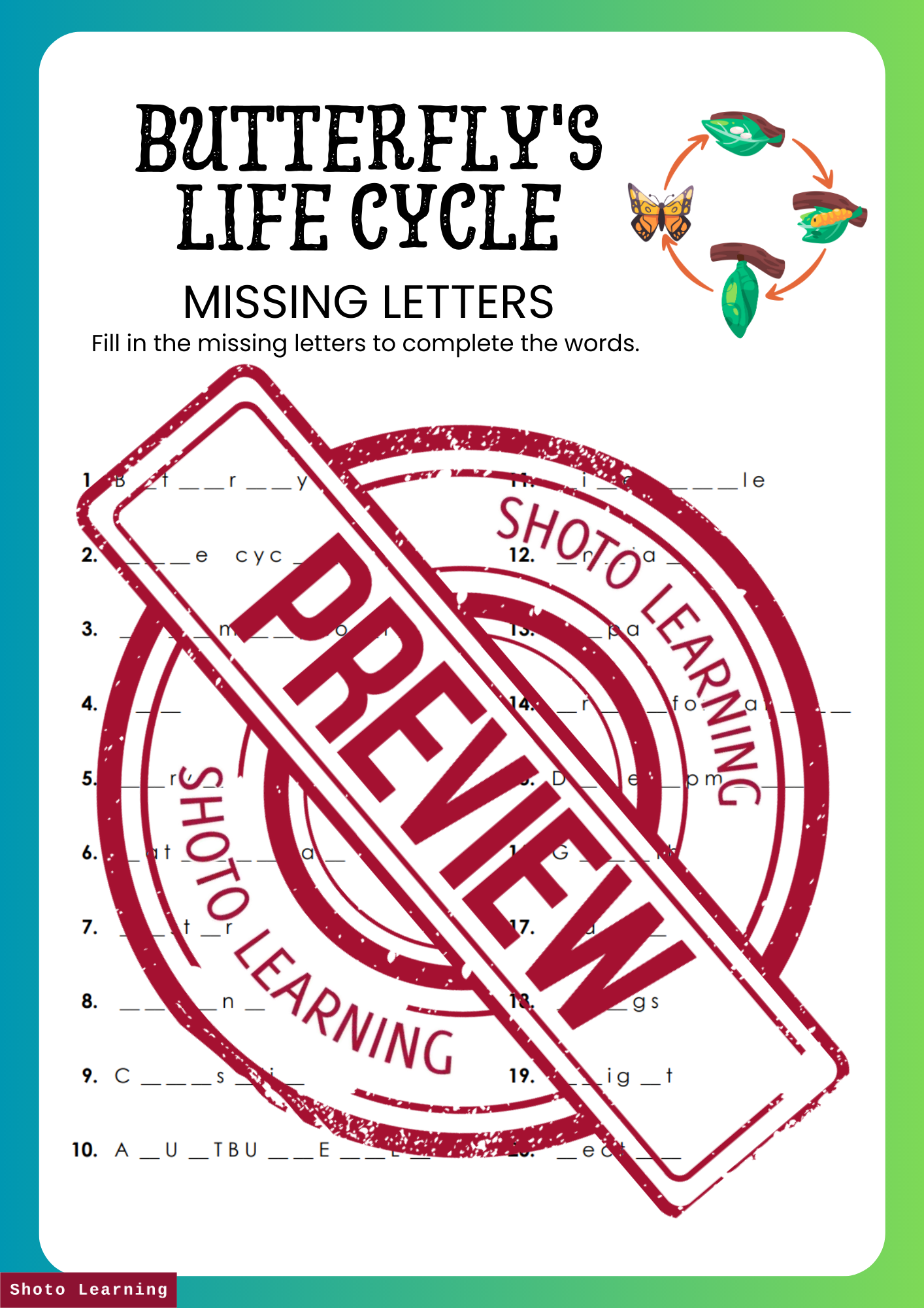 Free Butterfly Life Cycle Cut and Paste Worksheet: Hands-On Learning ...