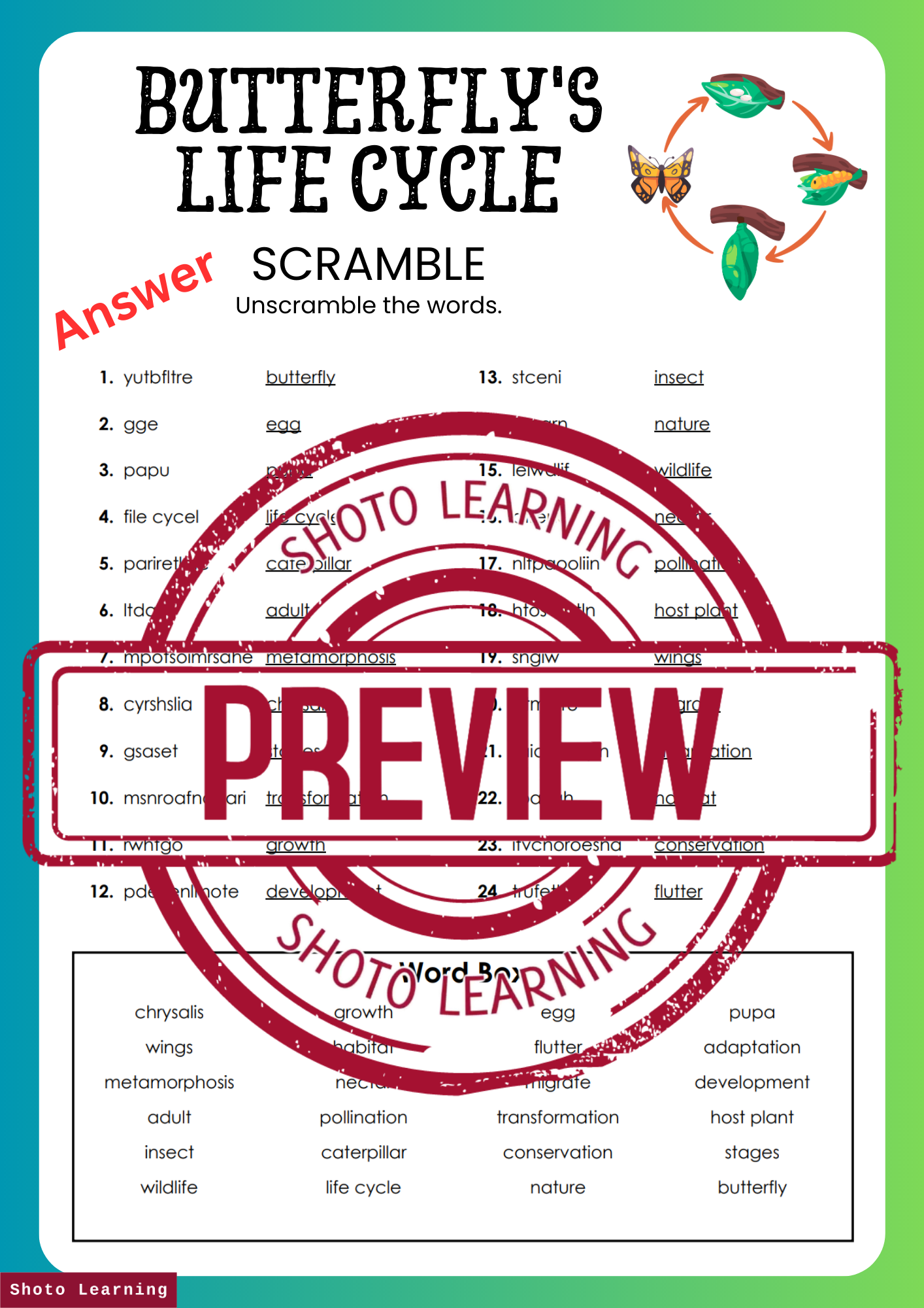 PARTS OF THE EAR SCIENCE ACTIVITY - SCRAMBLE WORDS UNSCRAMBLE ...