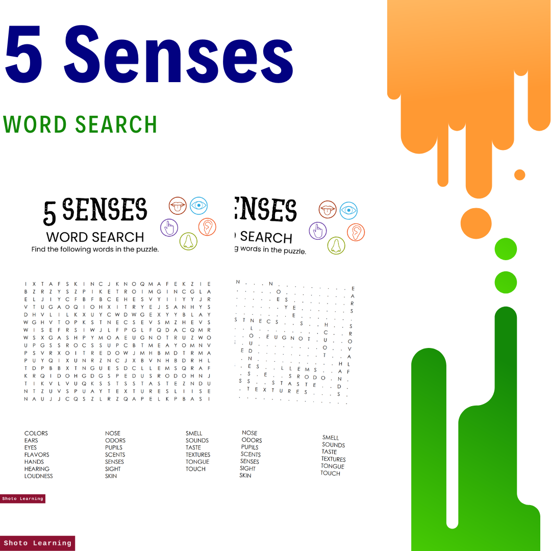 5 Senses — Shoto Learning | English | Math | Science Worksheets