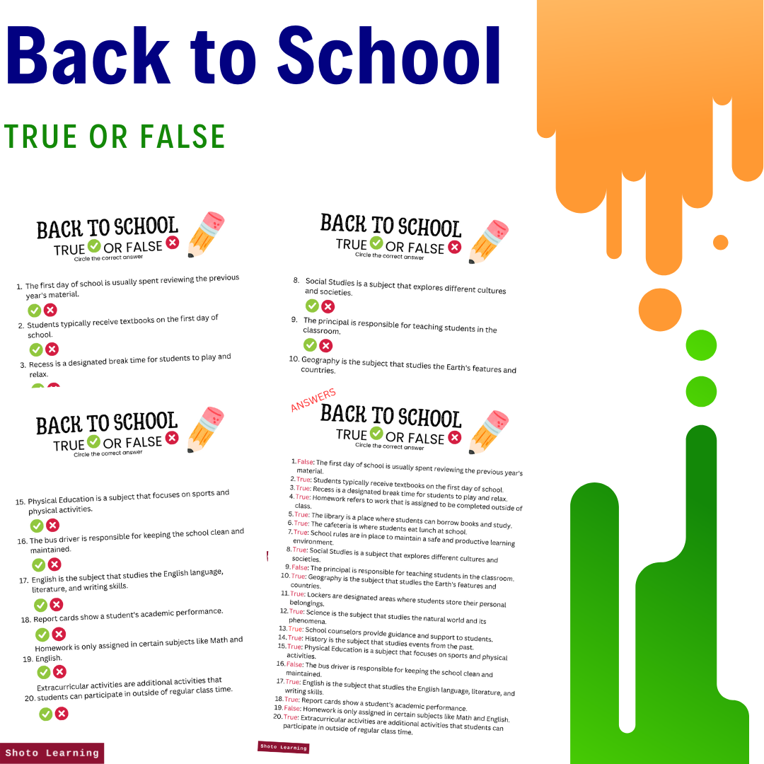 Back to School — Shoto Learning | English | Math | Science Worksheets
