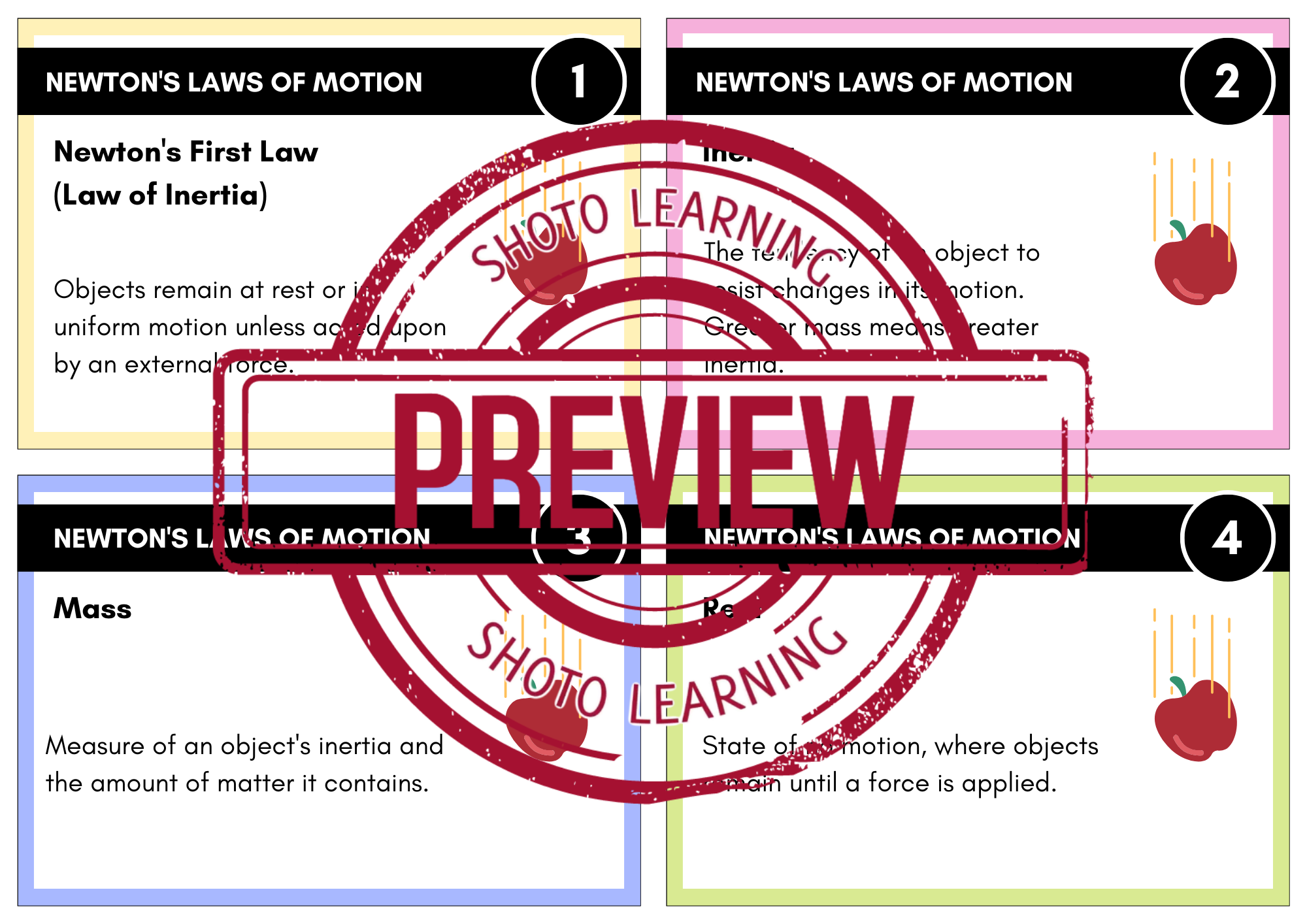 Match and Master: Newton's Laws of Motion Matching Worksheet — Shoto ...