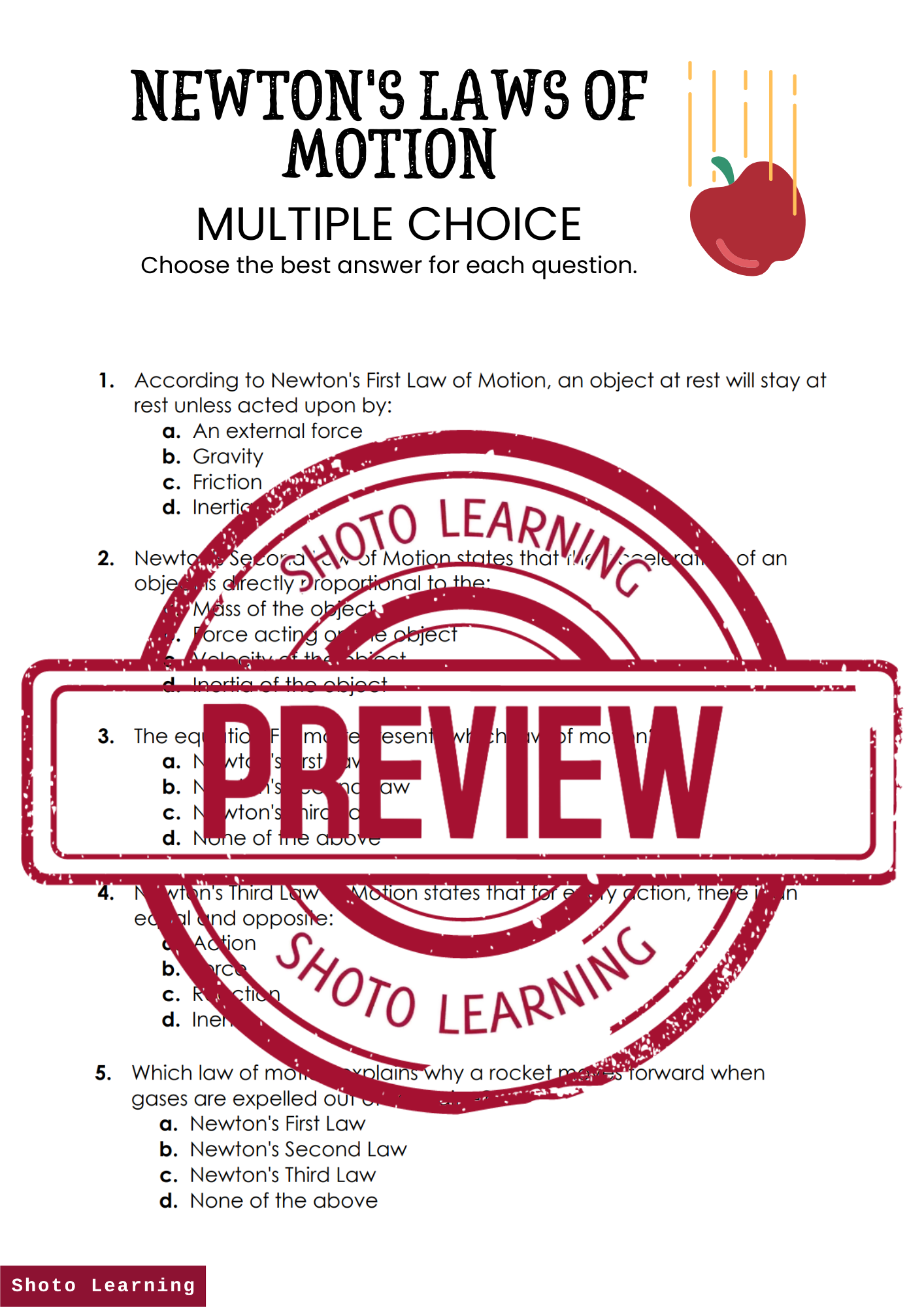 Newton's Laws of Motion Multiple Choice Mastery: Test Your ...