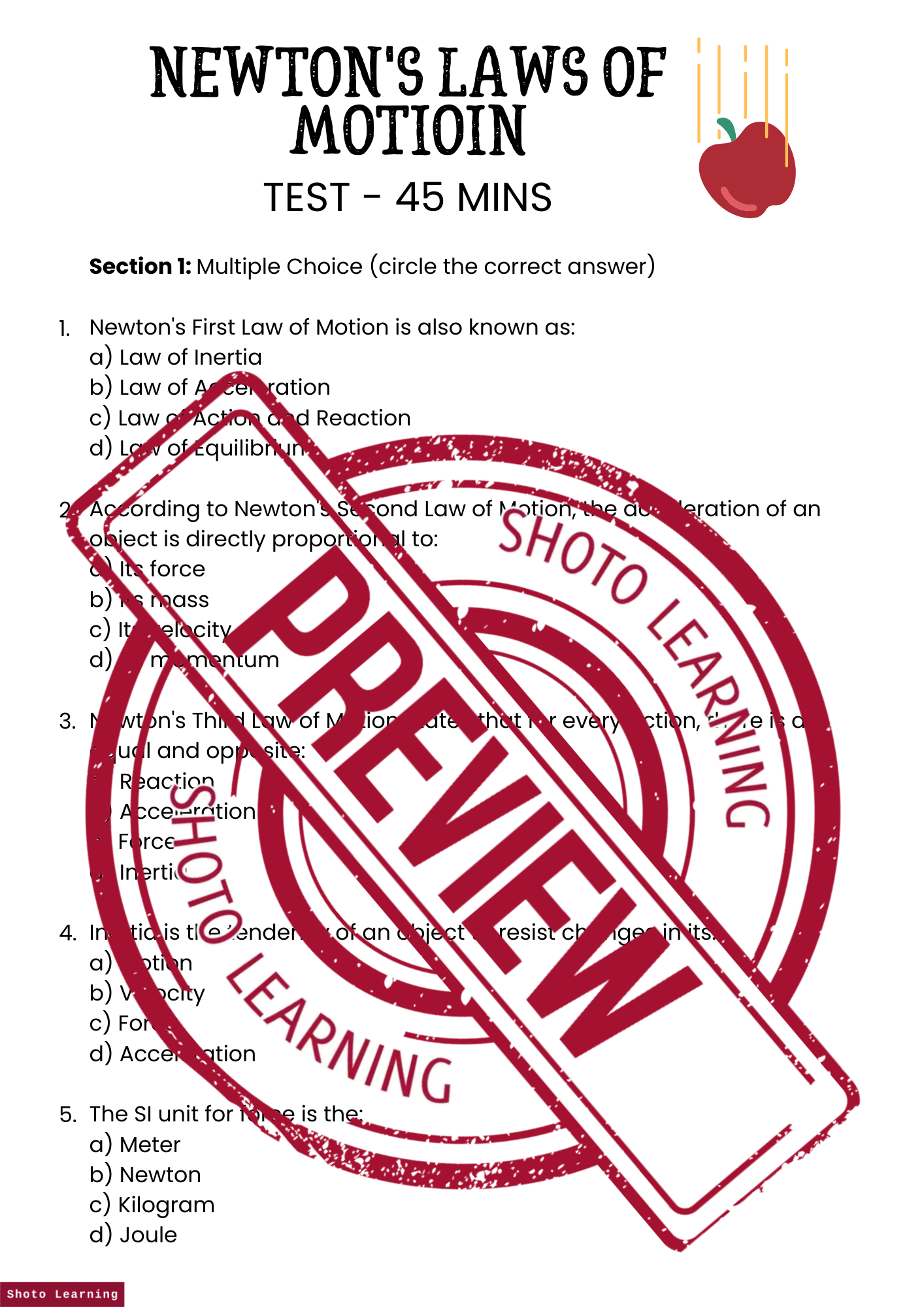 Newton's Laws of Motion Mastery Test: Assess Your Knowledge in 45 ...
