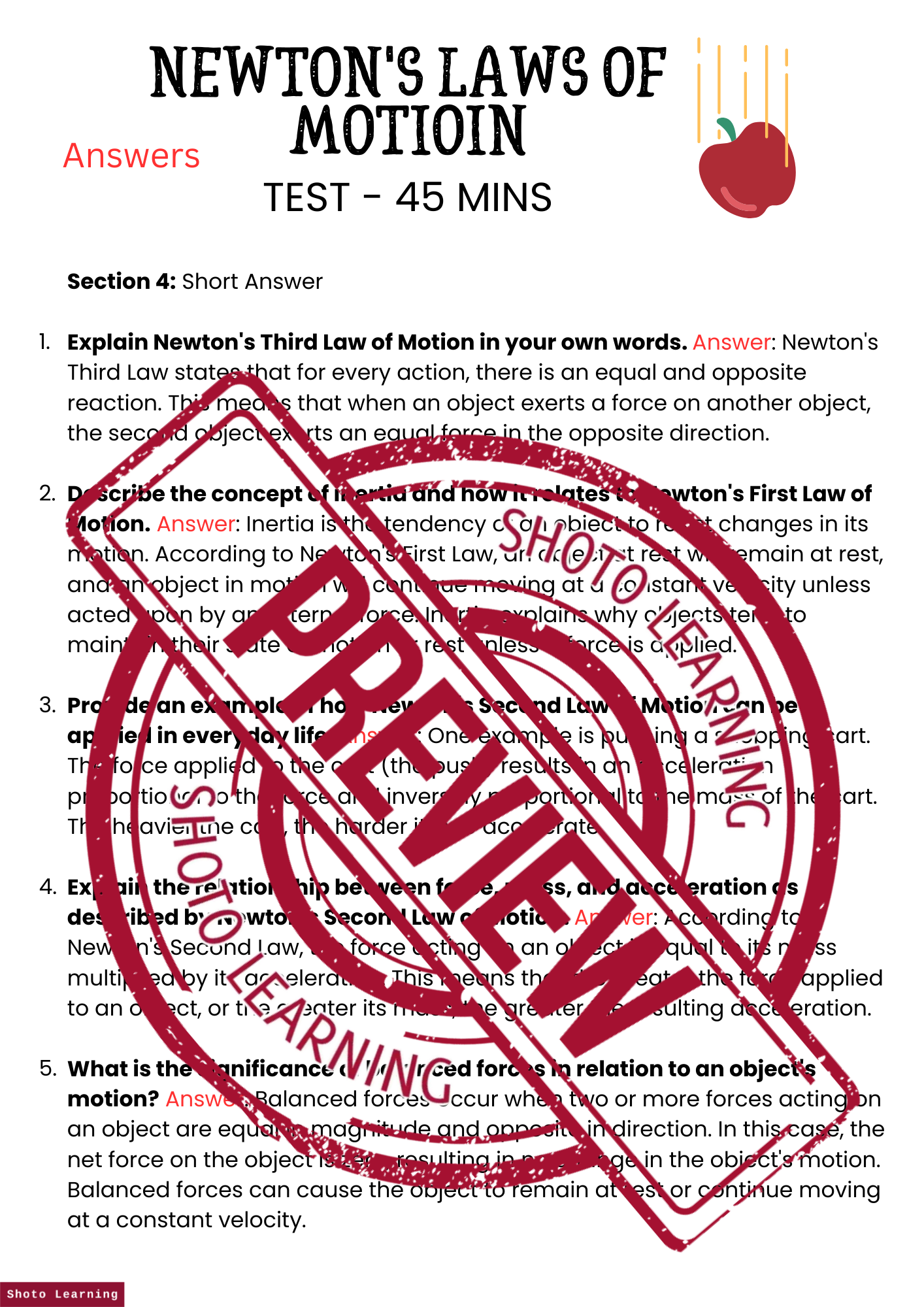 Newton's Laws of Motion Mastery Test: Assess Your Knowledge in 45 ...
