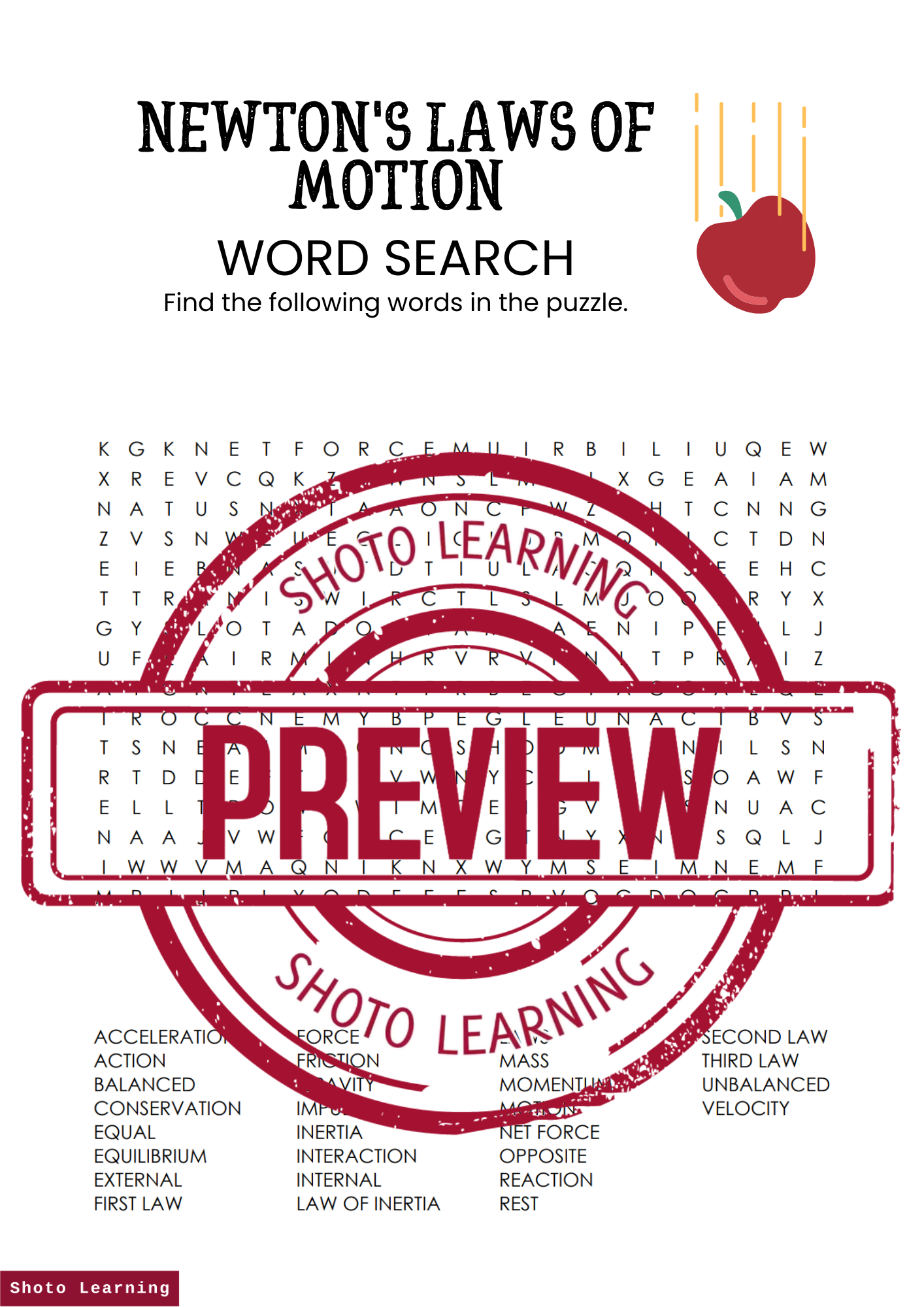 Newton's Laws of Motion Word Search: Engaging Exploration of Motion ...