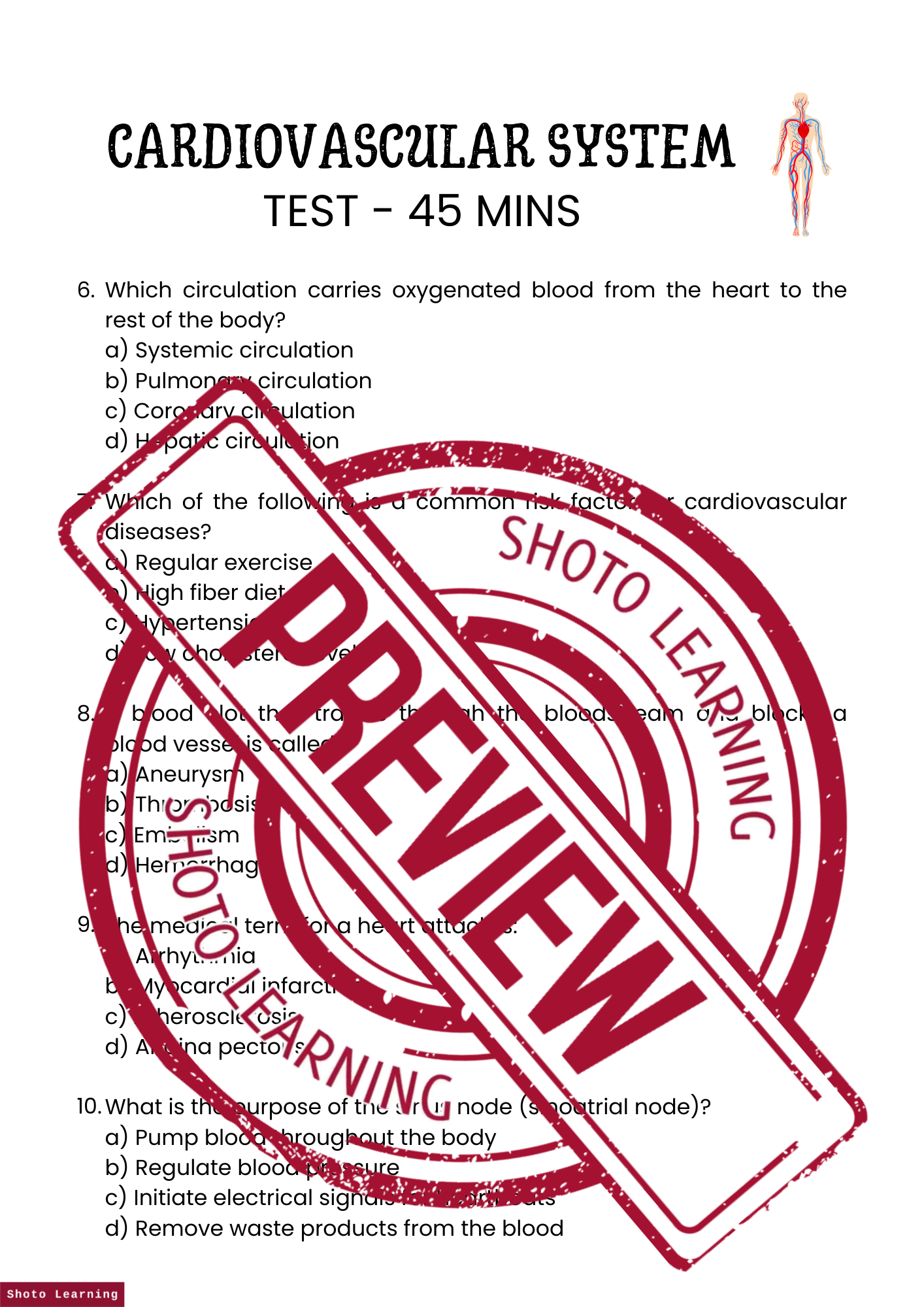 Cardiovascular System Matching Game: A Great Way to Review for Tests ...