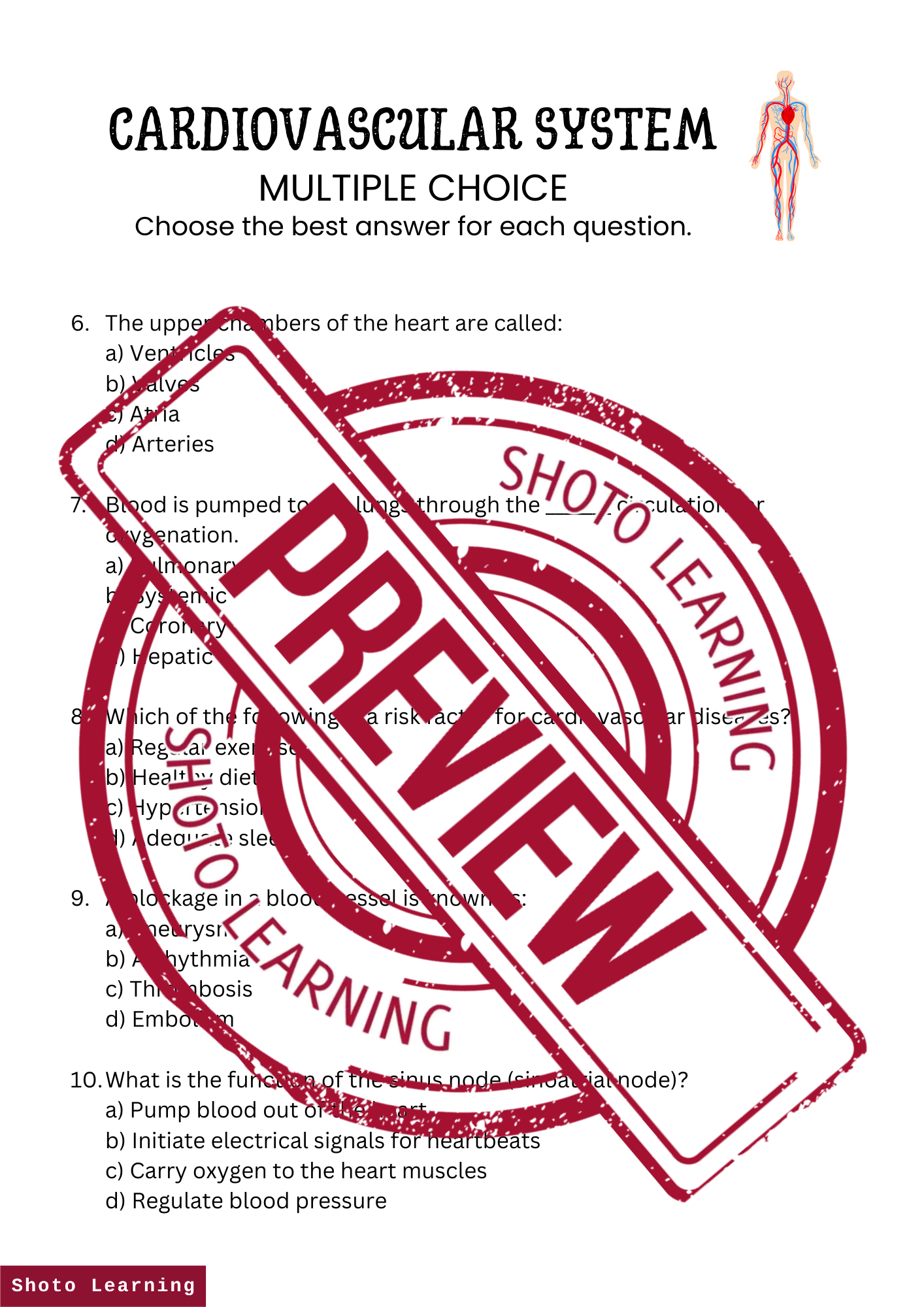 Cardiovascular System Matching Game: A Great Way to Review for Tests ...