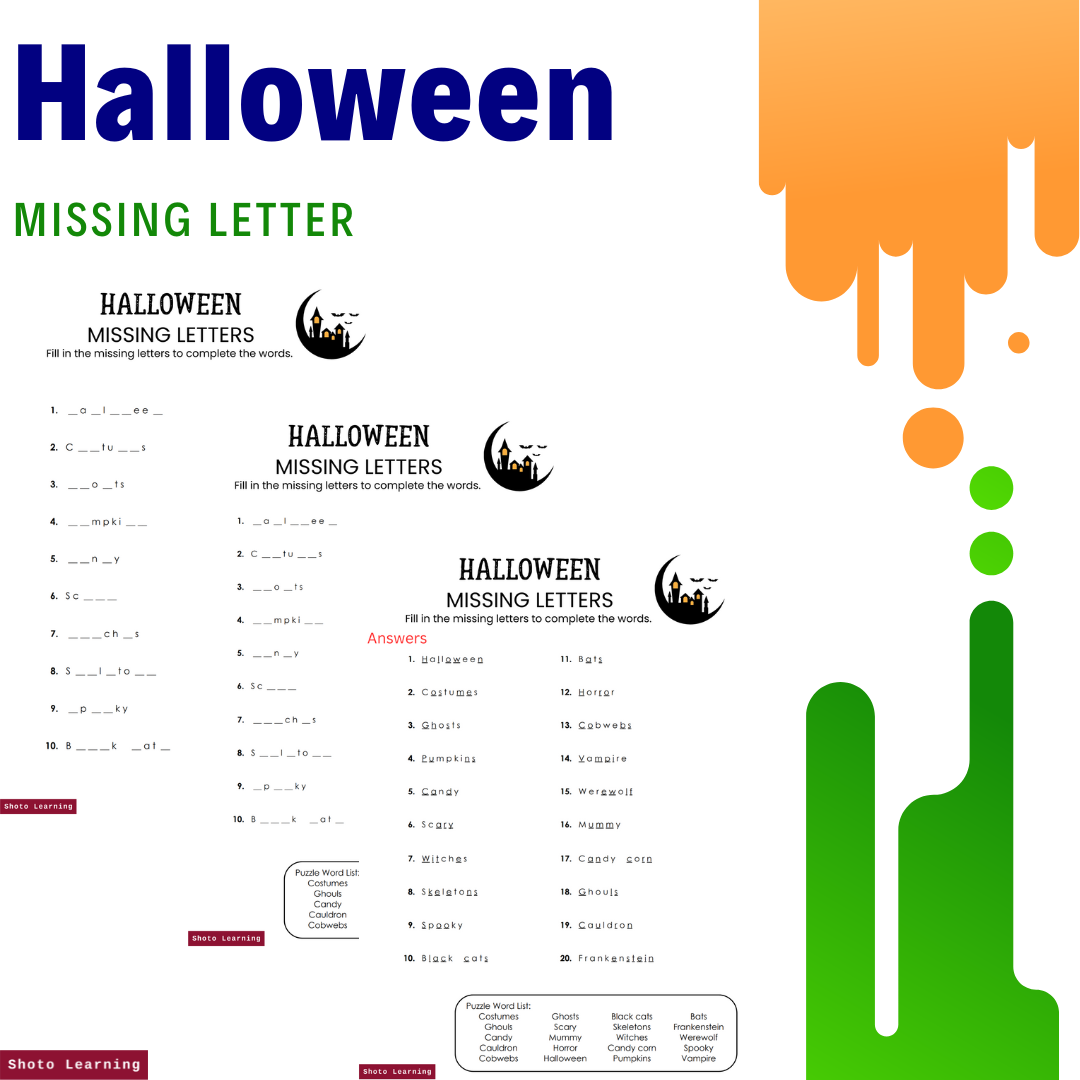 Halloween Missing Letter Worksheets: Fun and Educational Way to Improve ...