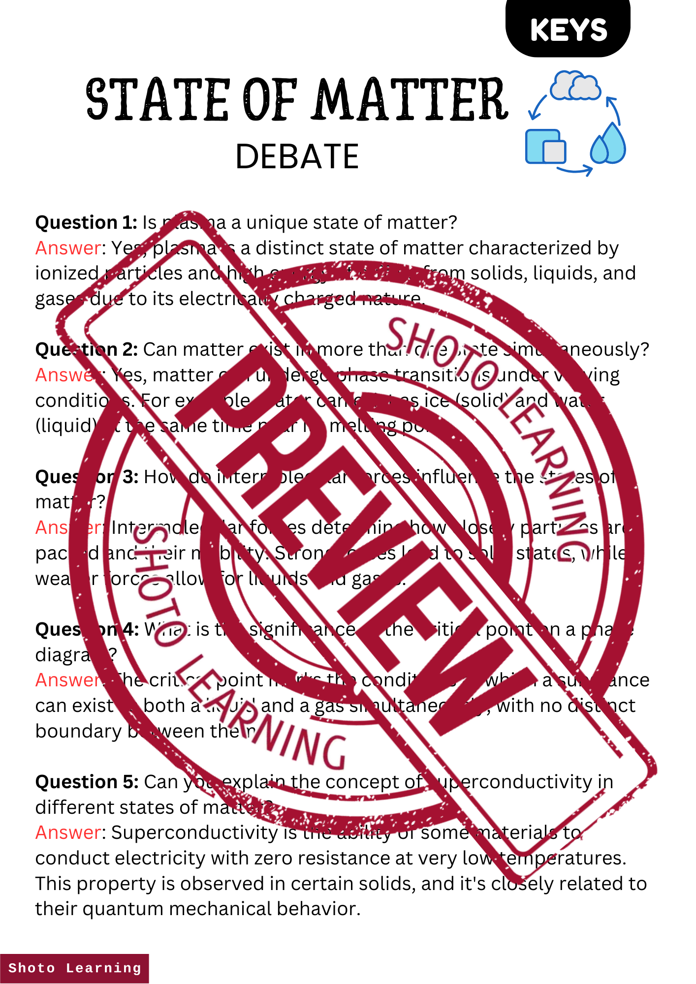 States of Matter Fill in the Blank Worksheet: A Fun Way to Learn About ...