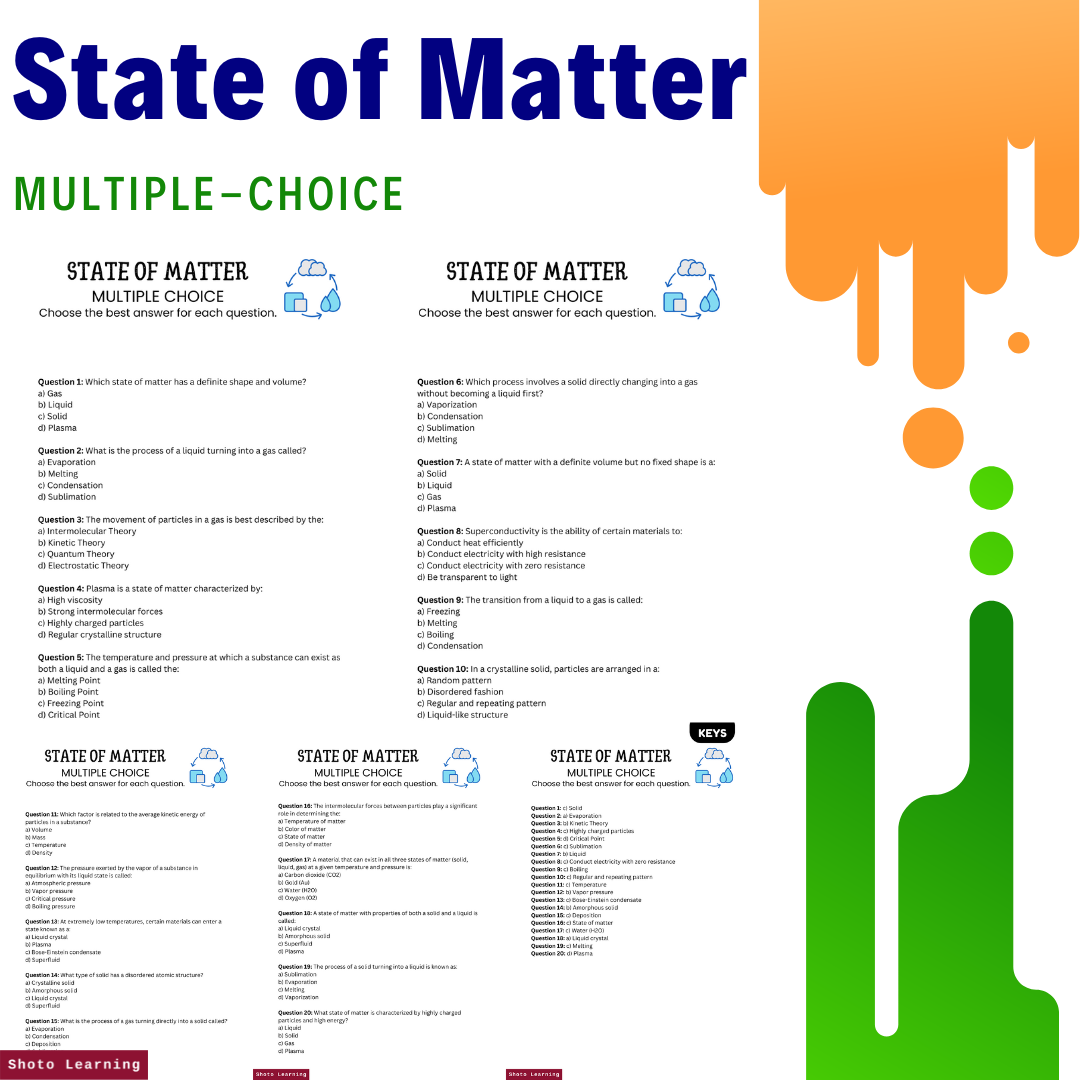 States of Matter — Shoto Learning | English | Math | Science Worksheets