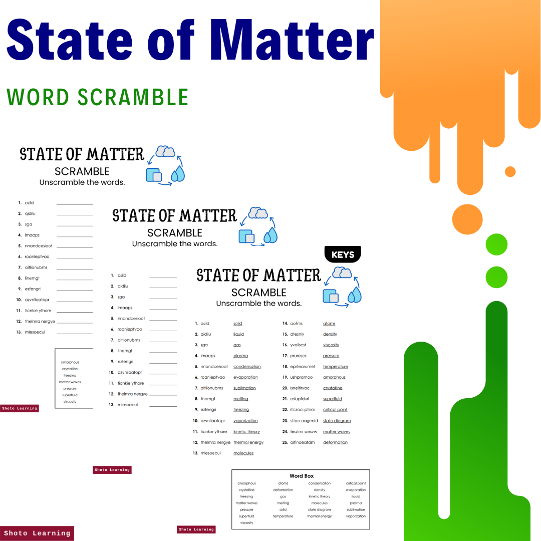 States of Matter Scramble: Unraveling the Molecular Puzzle! — Shoto ...