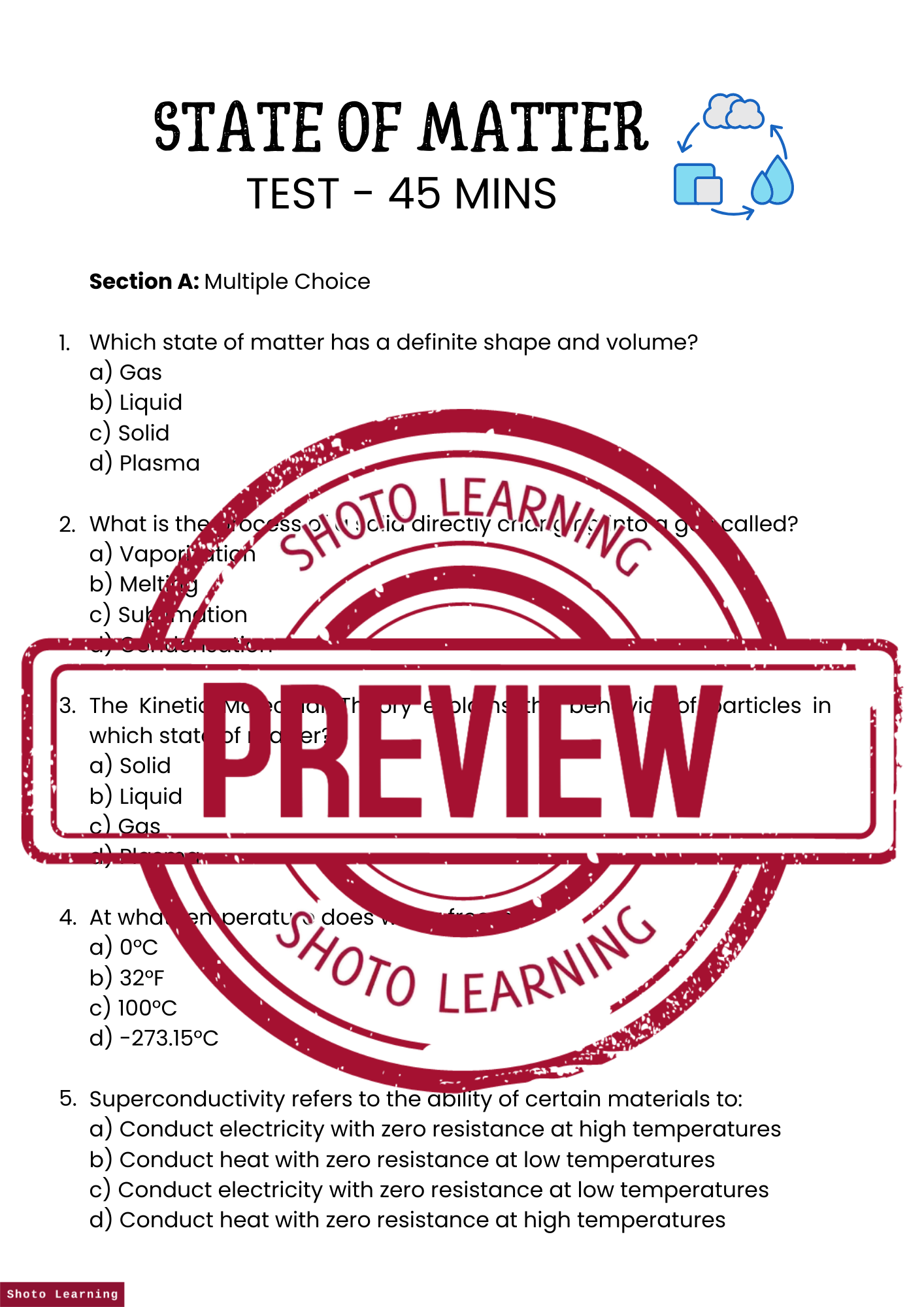 Biochemistry Mastery Test 45 Minute Assessment Shoto Learning