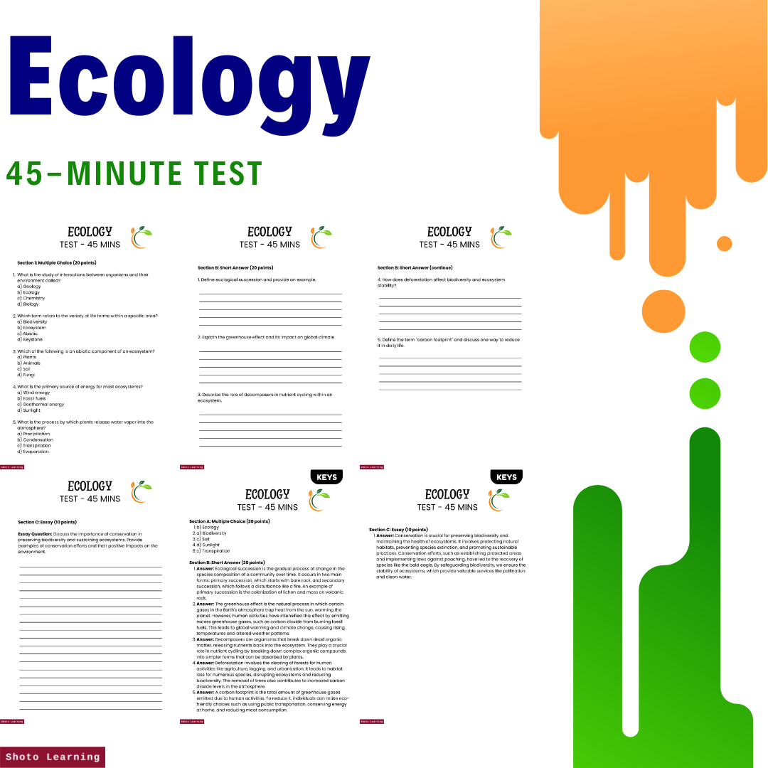 Ecology Test: Comprehensive 45 Minute Assessment on Environmental ...